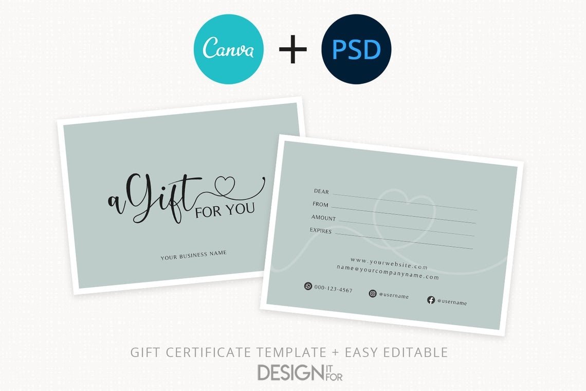 Gift Certificate Template, Editable Gift Certificate (1128222) | Card ...