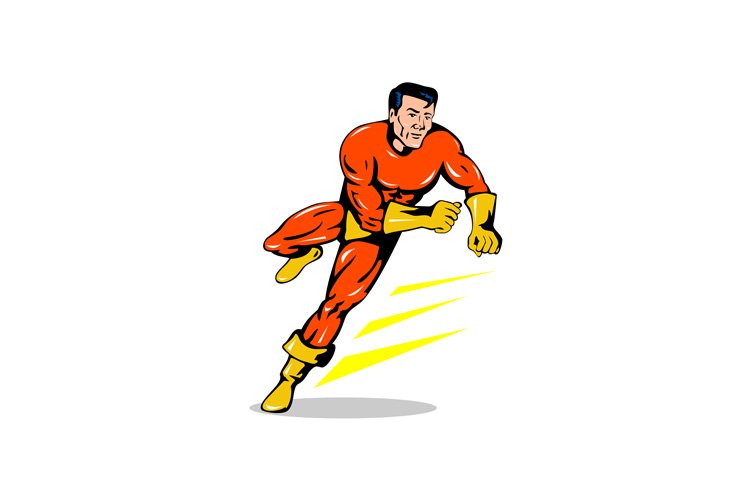 cartoon super hero running isolated on white (490135) | Illustrations ...