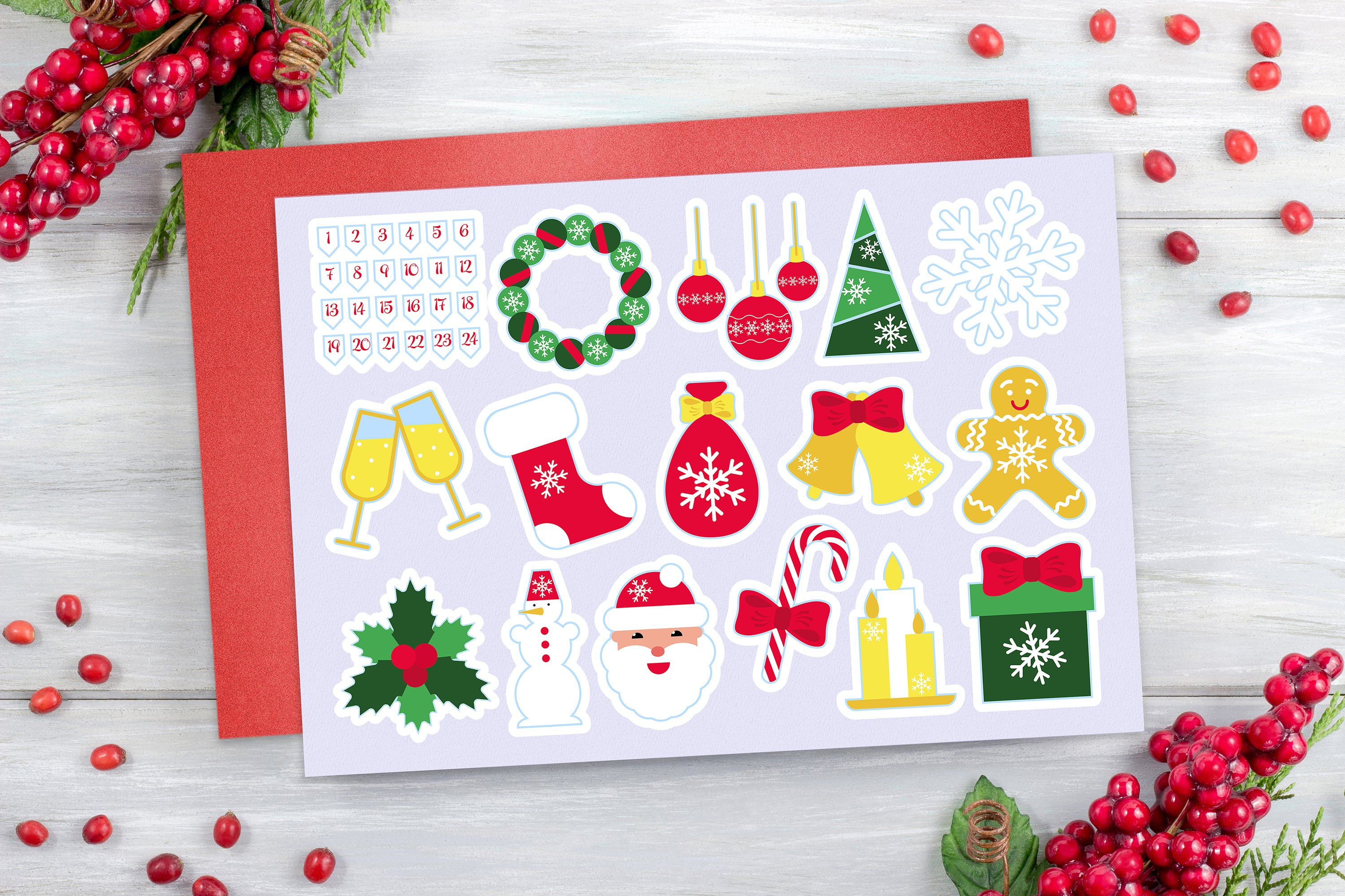 Bundle of Christmas Stickers, Christmas Clipart (907358) | Stickers ...