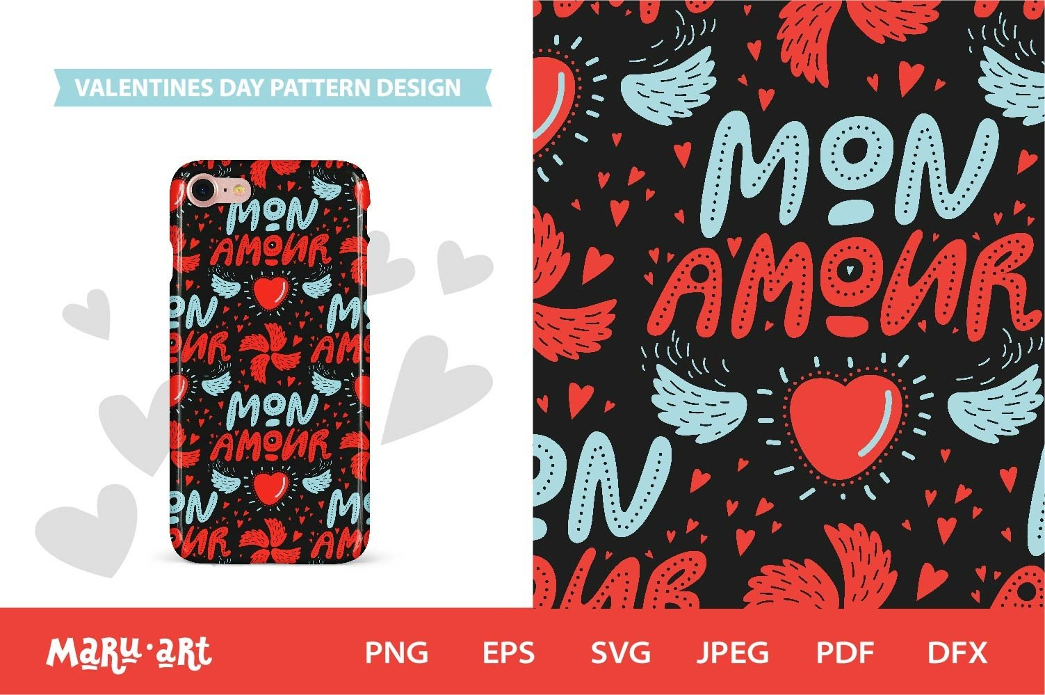 Valentines SVG seamless pattern, Valentine Quotes (1163339) | Patterns ...