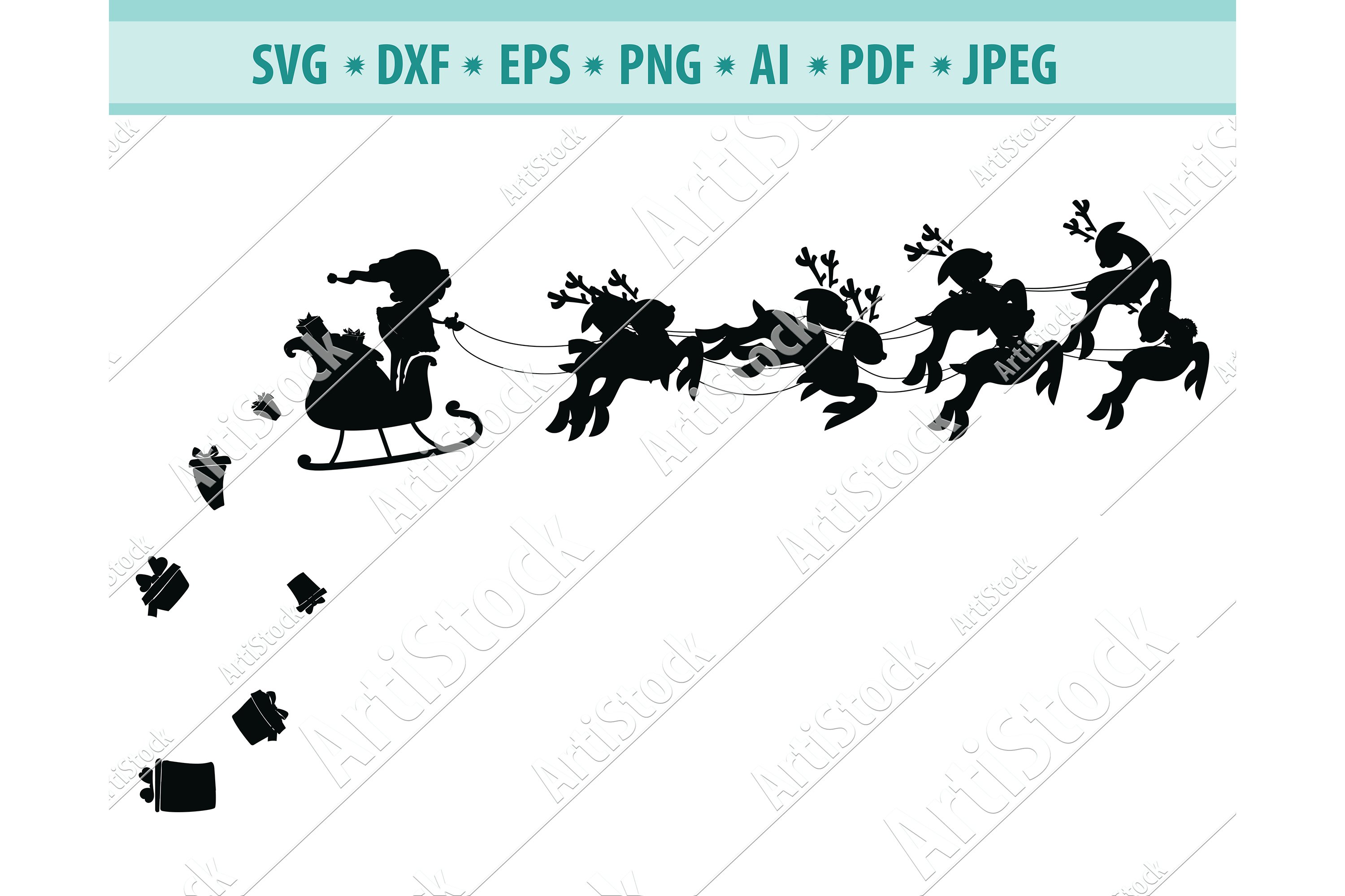 Christmas svg, Reindeer svg, Flying Santa Svg, Dxf, Png, Eps (436936 ...