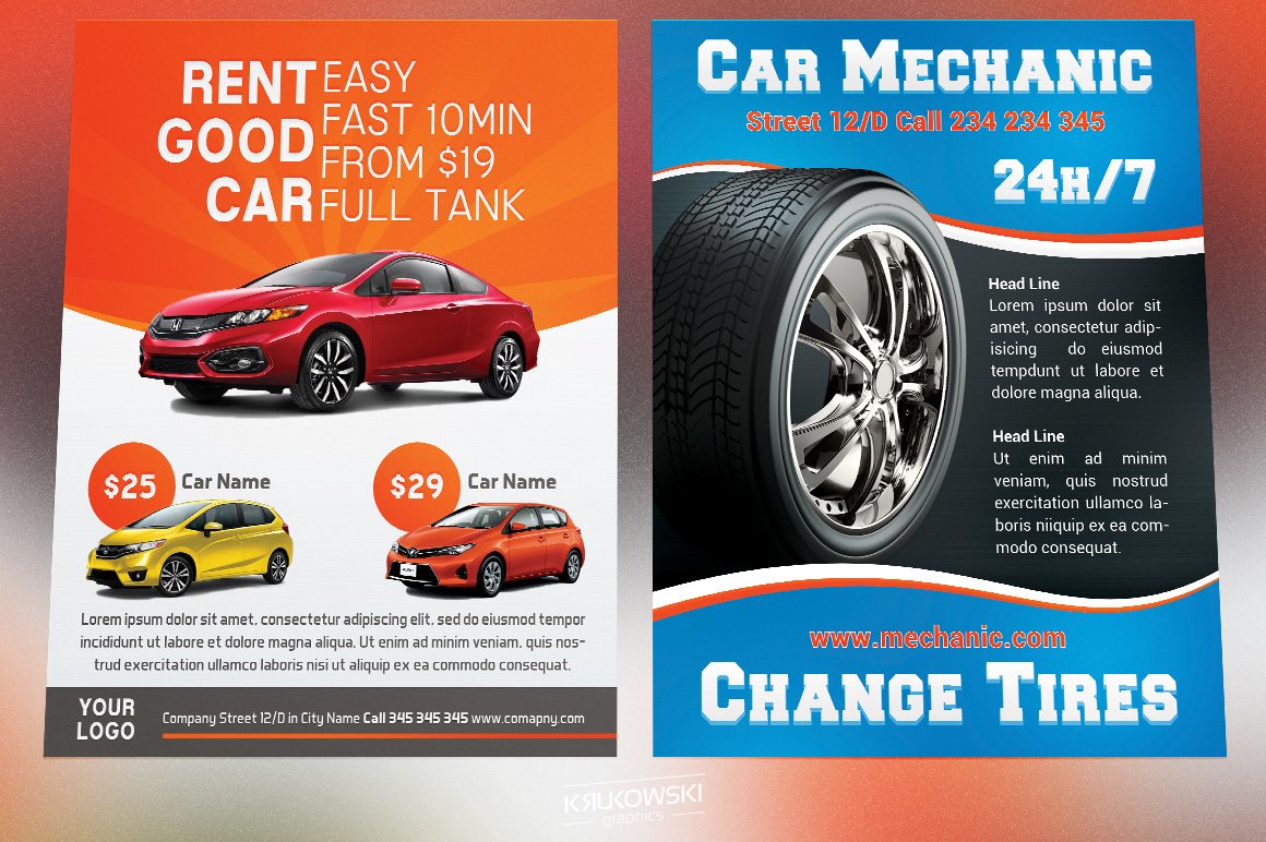 Cars Flyers Bundle (21541) | Flyers | Design Bundles