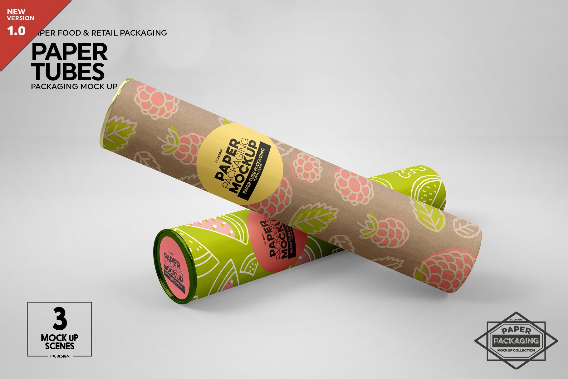 Paper Tube Packaging Mockup (346642) | Branding | Design Bundles