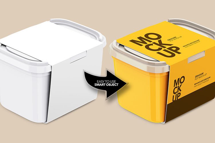 Plastic Container Mockup - With Paper Label (154436) | Mockups | Design ...