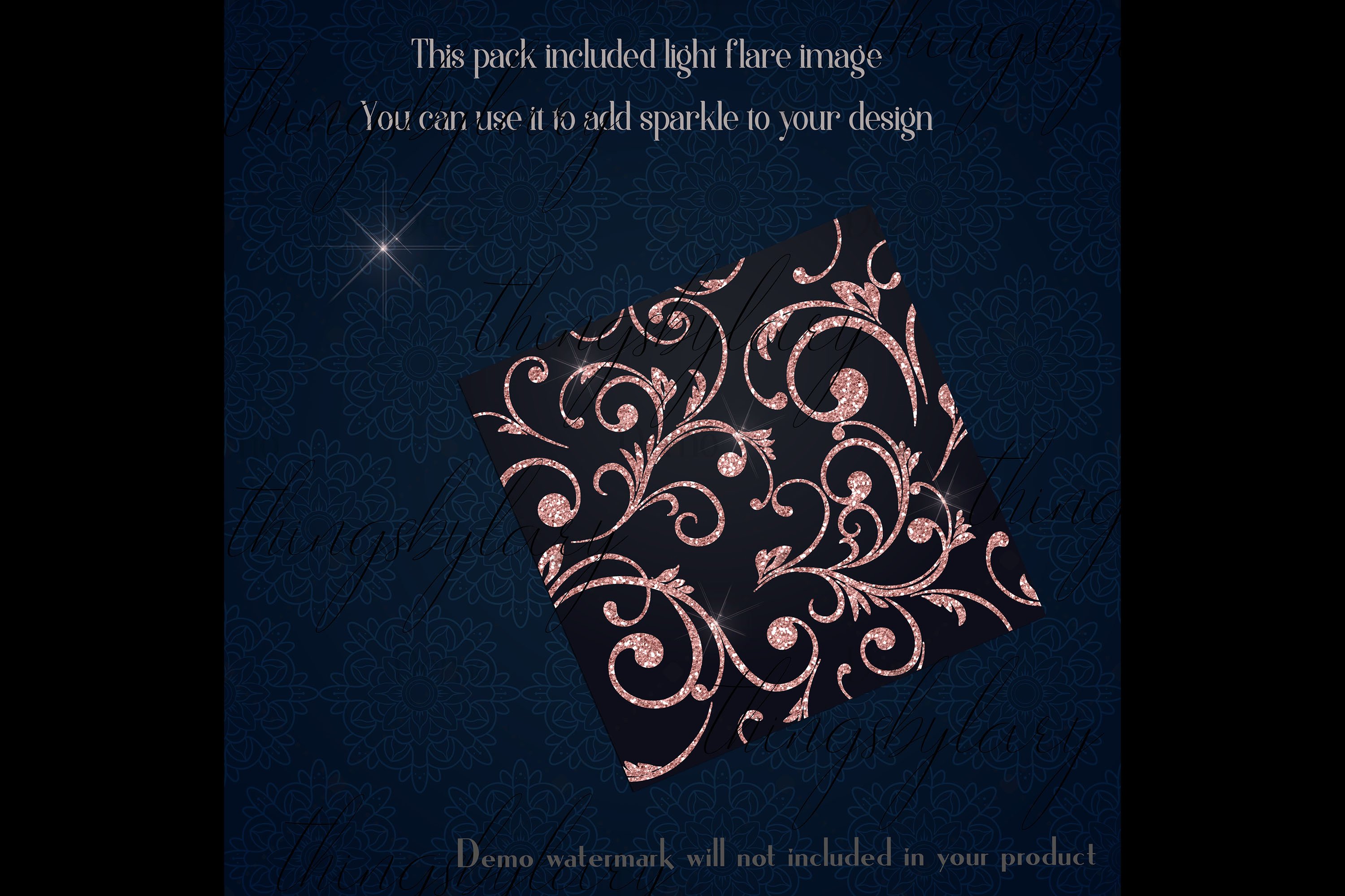 42 Pale Pink Peach Glitter Seamless Damask Ornament Overlays (141953 ...