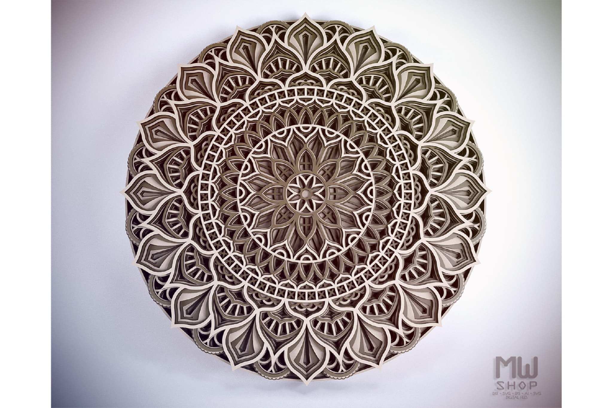 M60 - Circular Mandala DXF file, Multilayer Mandala Pattern (586787 ...