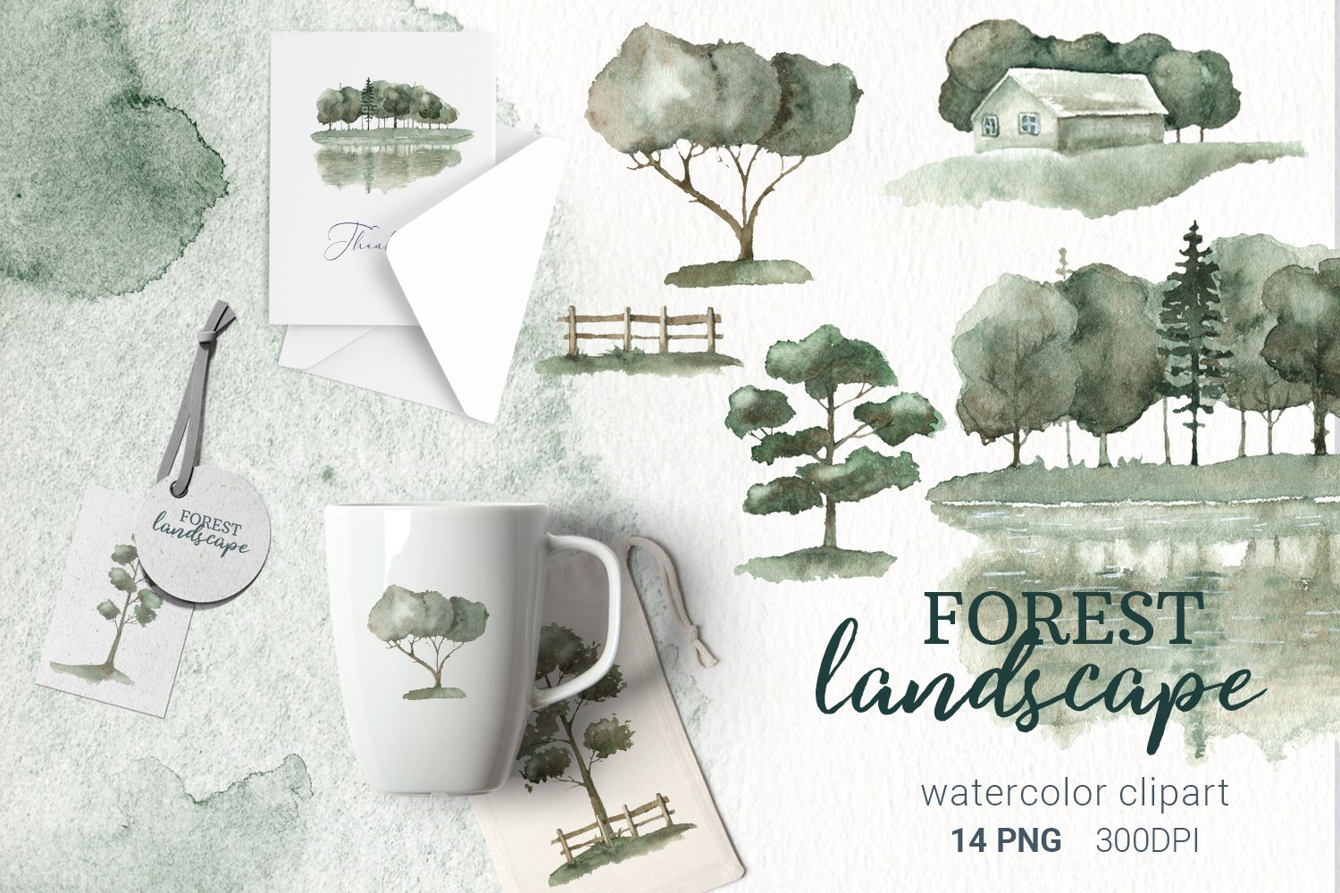 Watercolor tree landscape, forest tree, silhouette, png (1243319 ...