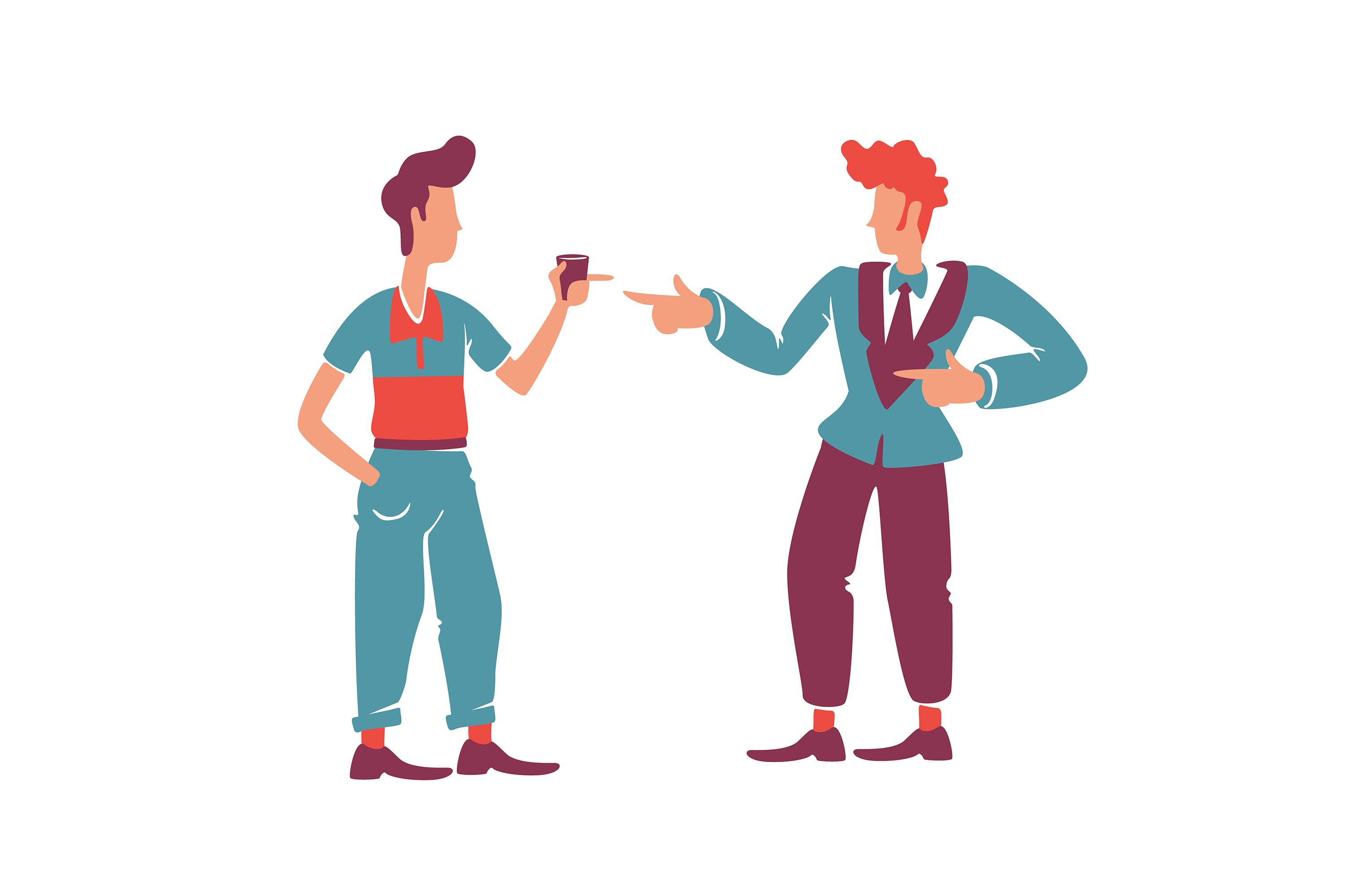 Retro style male friends talking color vector character (1291883 ...