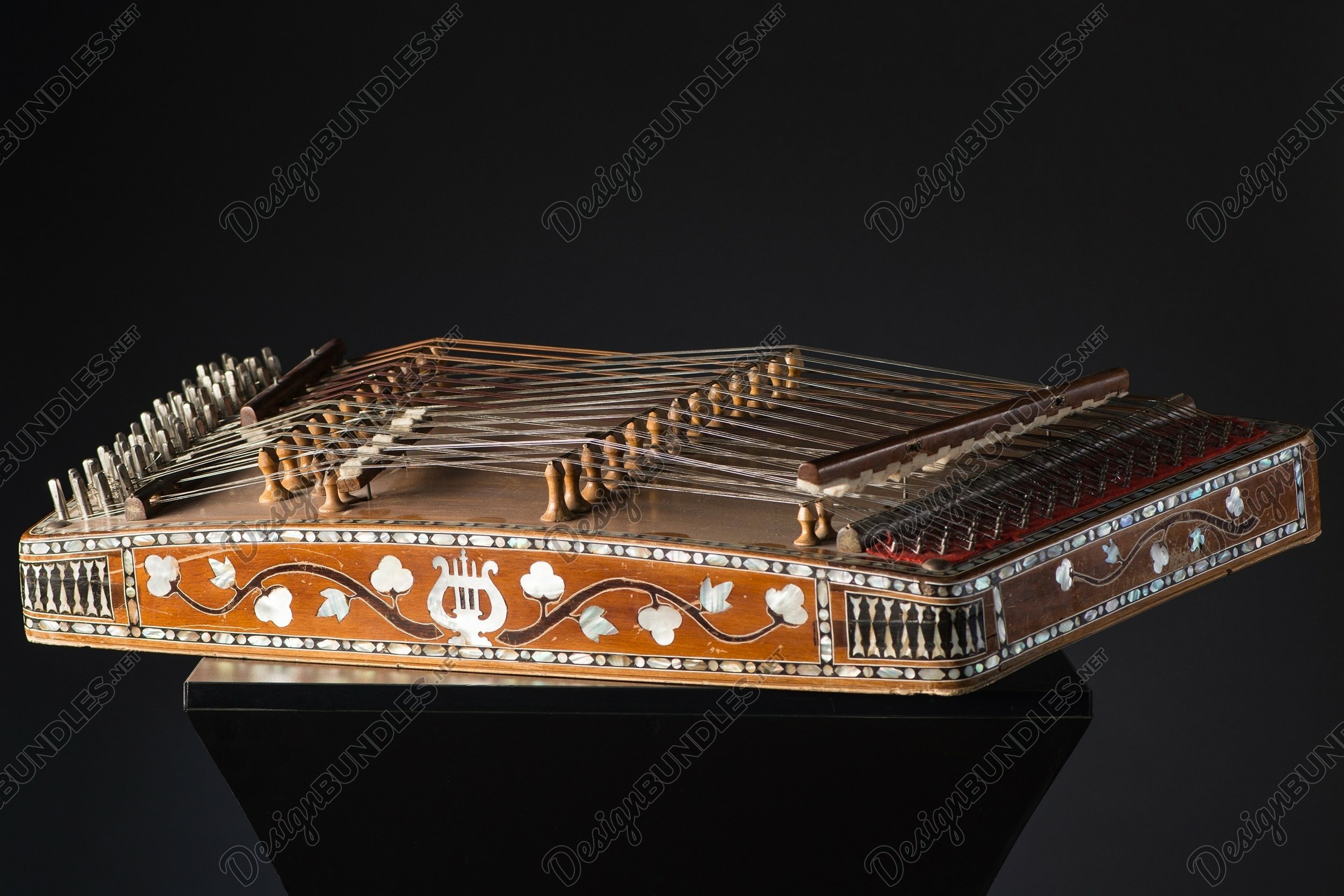 Ancient Asian stringed musical instrument on black (1229867) | Arts and ...