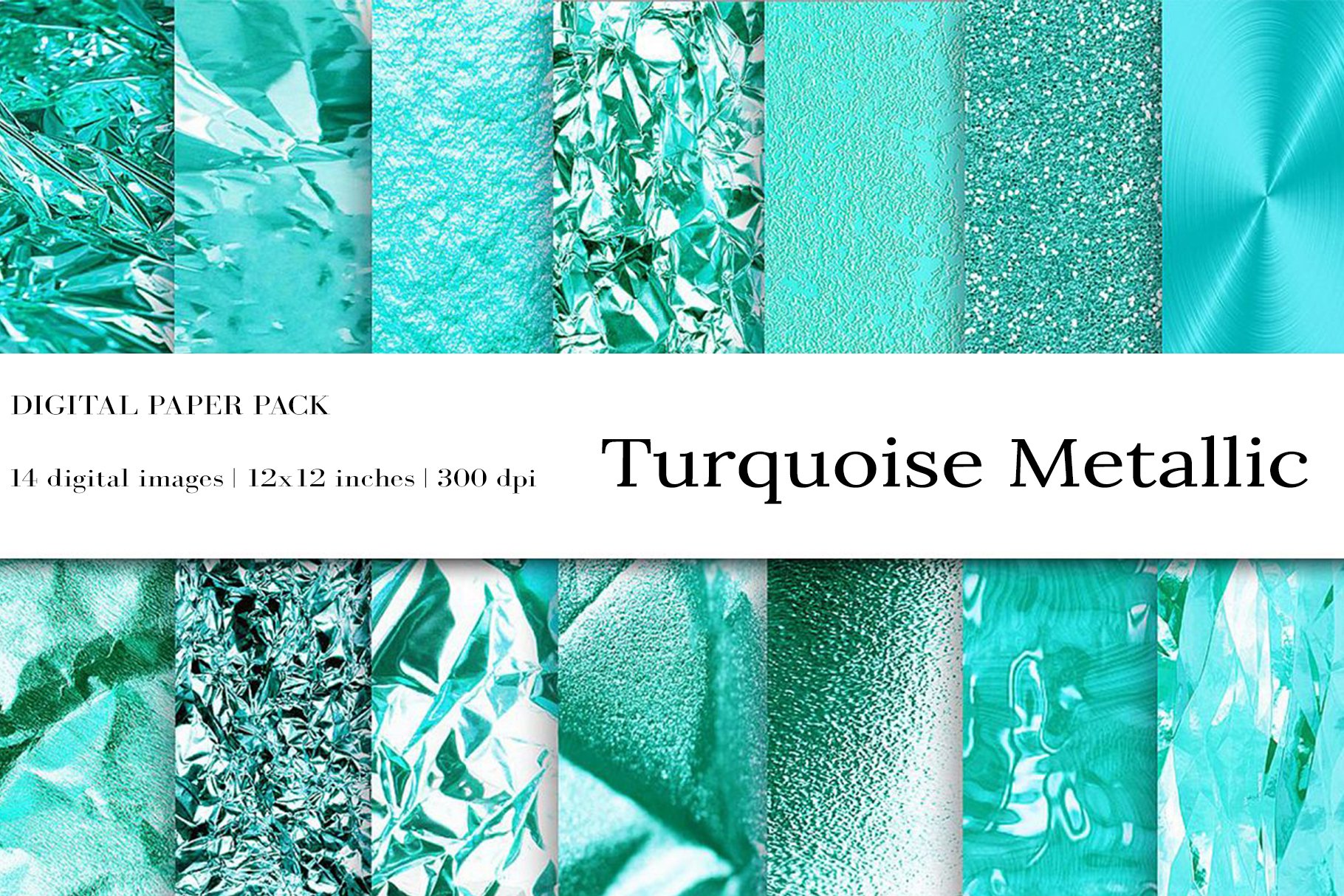 Turquoise Metallic Digital Papers, Metallic Textures (328512 ...