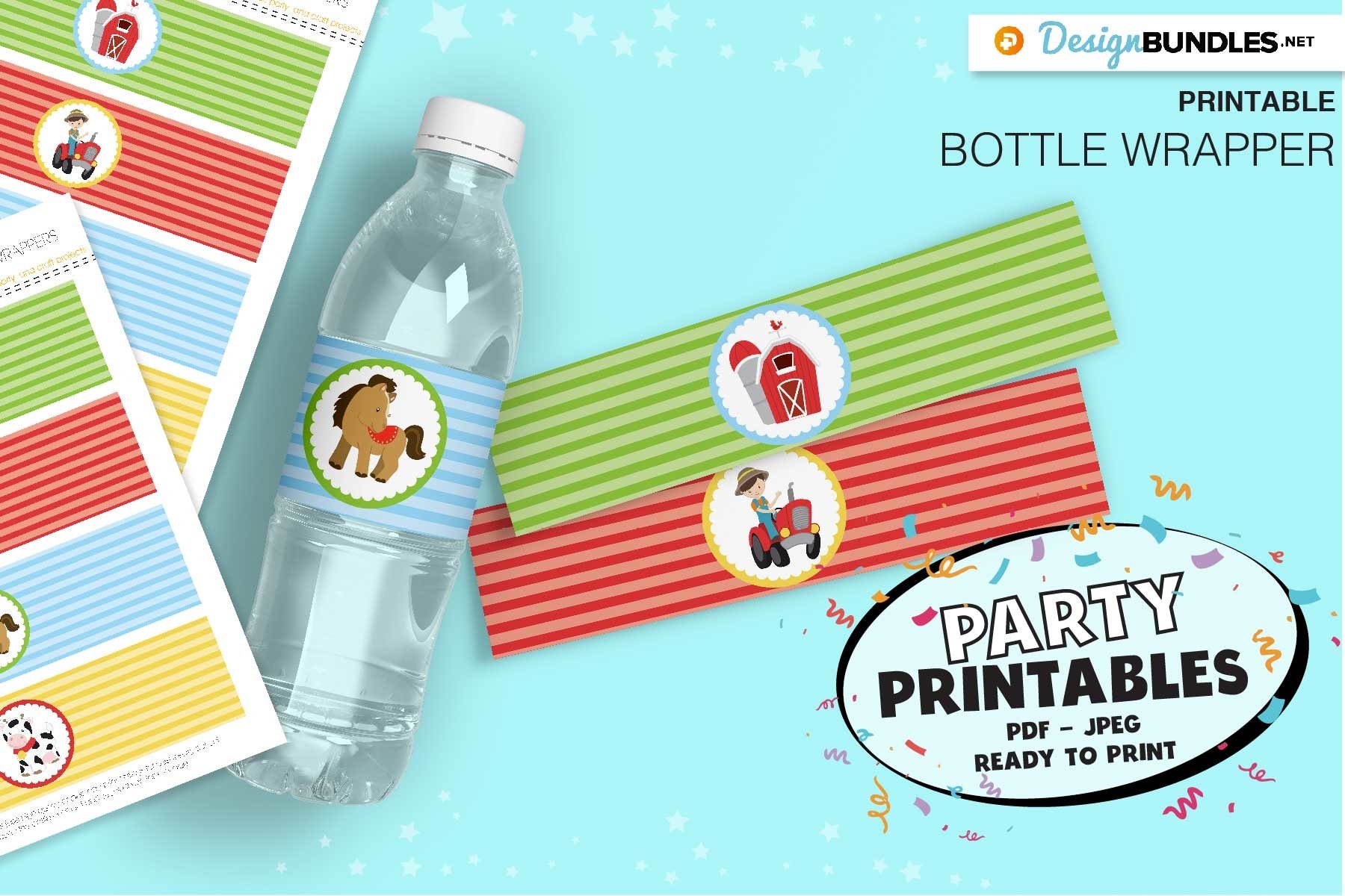 Printable Farm animals bottle wrappers - Printable Party