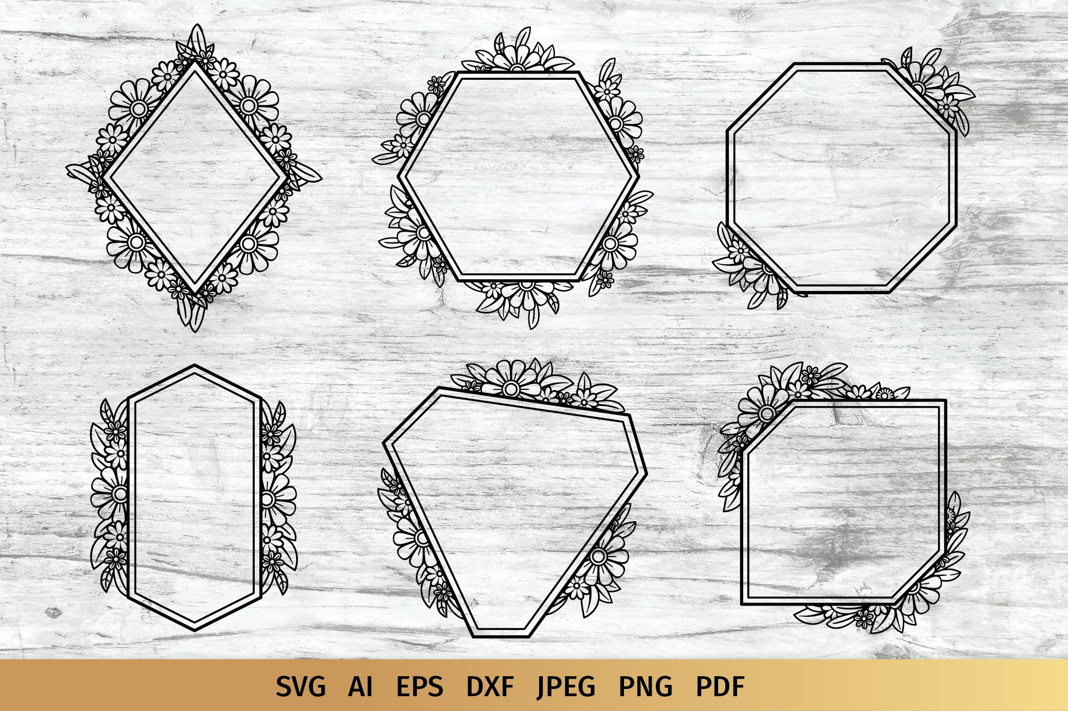 Floral Geometric Frames SVG | Monogram Frame SVG (424890) | Monograms ...