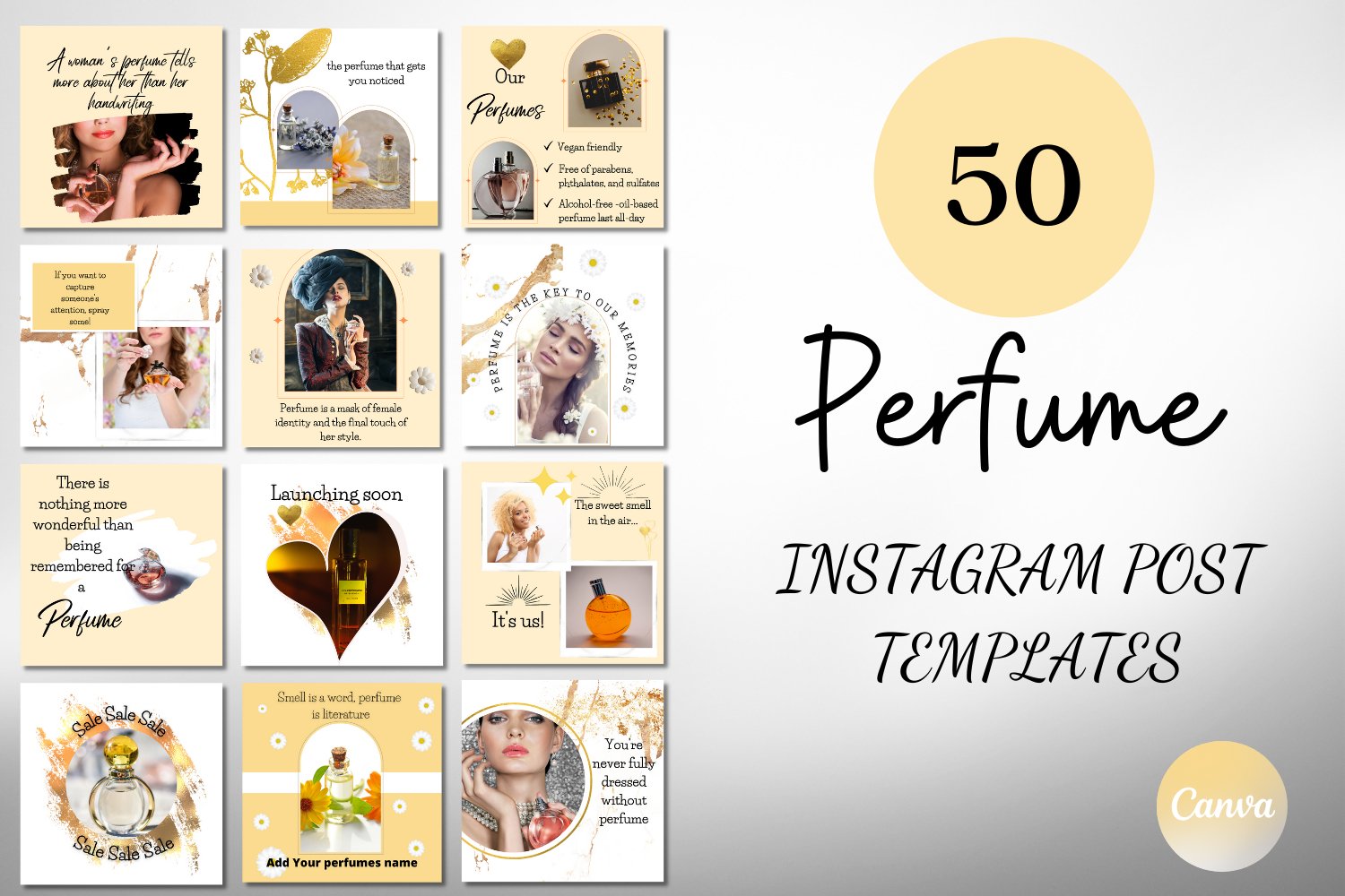50 Perfume Instagram Posts Templates - Editable In Canva