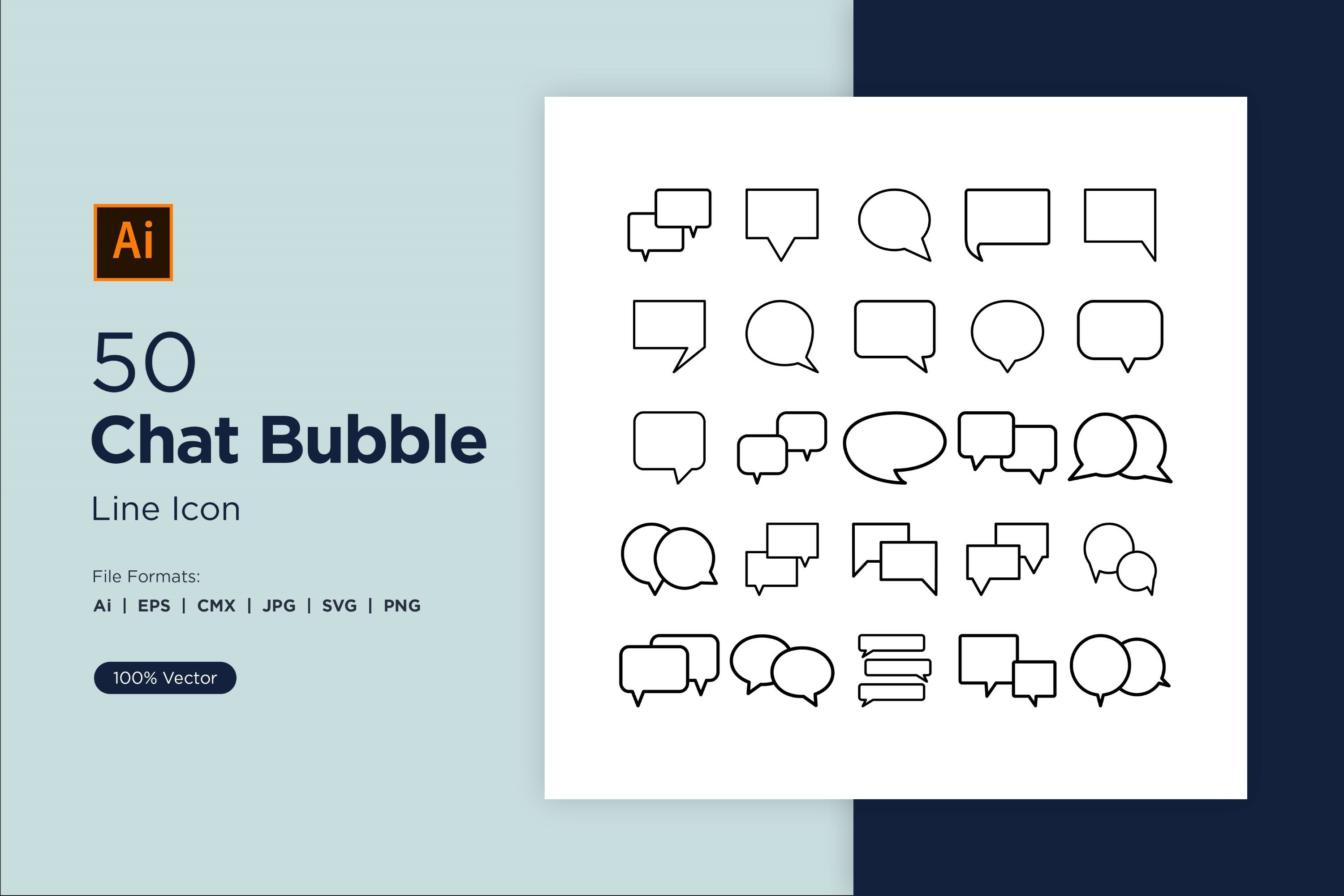 50 Speech Bubbles Line Icons Set (1801564) | Icons | Design Bundles