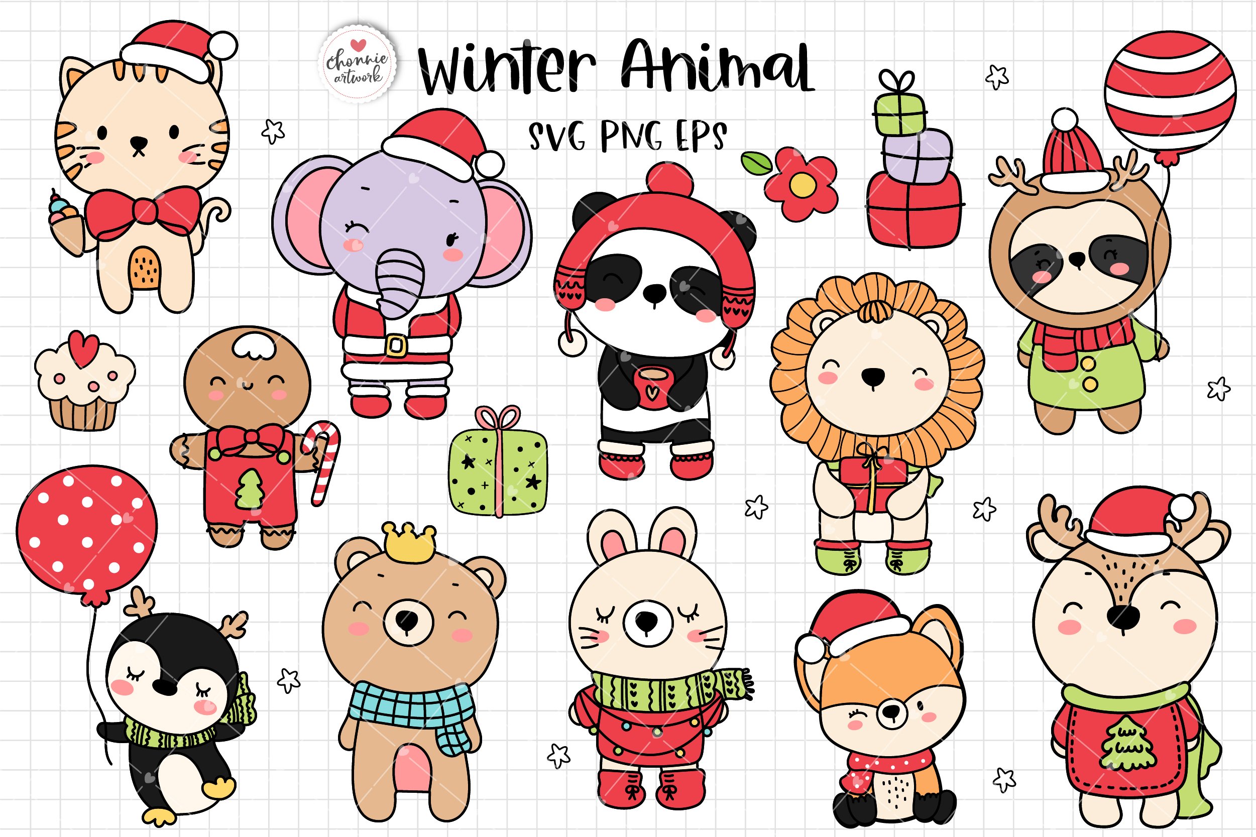 Christmas Animals SVG, Christmas Clipart (1624809)