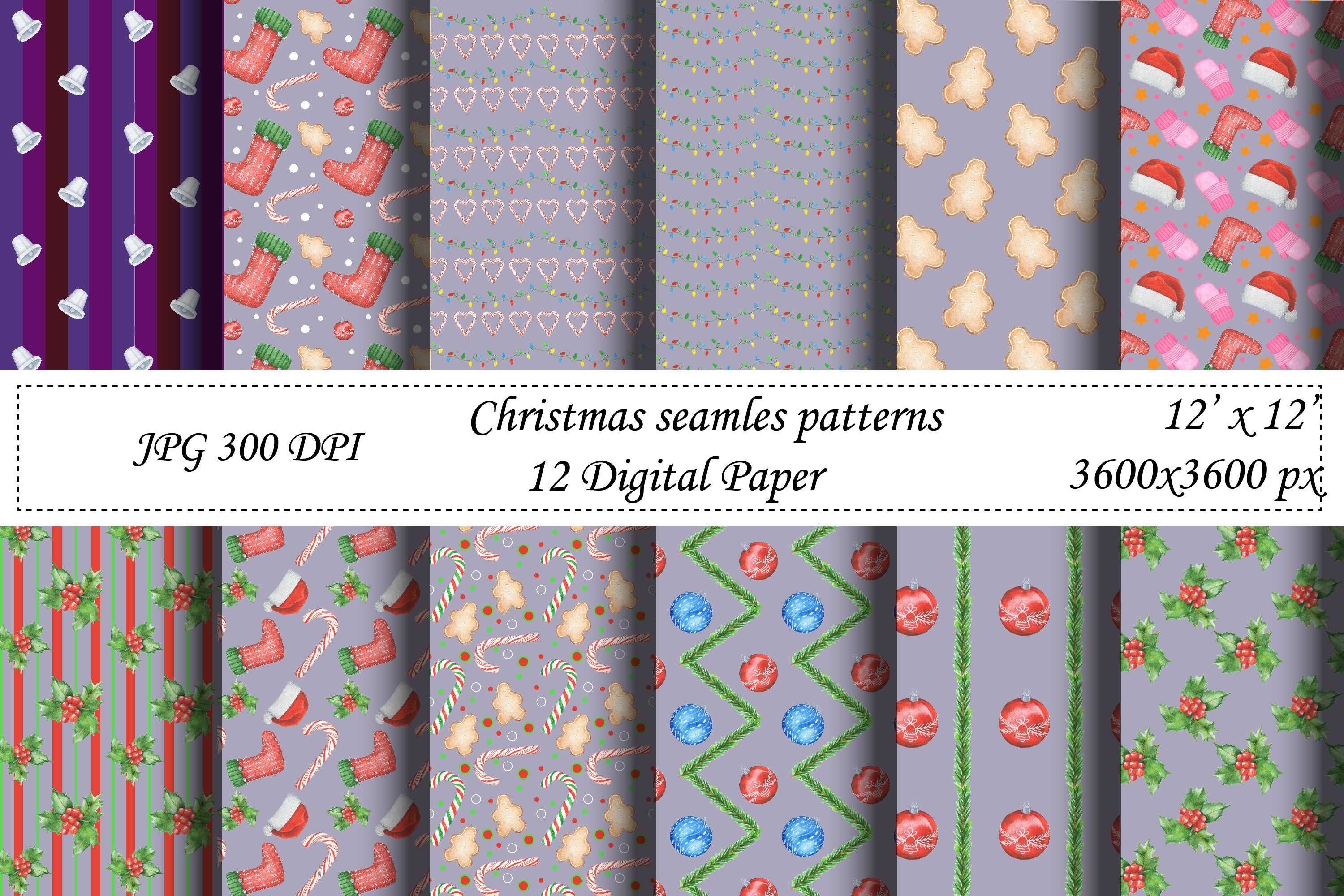 Christmas seamless pattern.Digital paper.Santa,New year