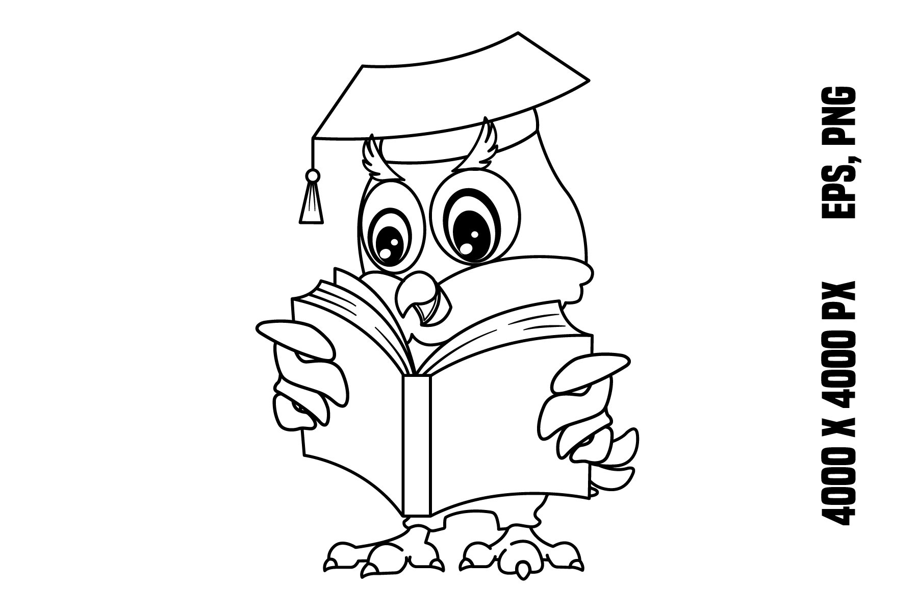 Owl Reading Coloring Page