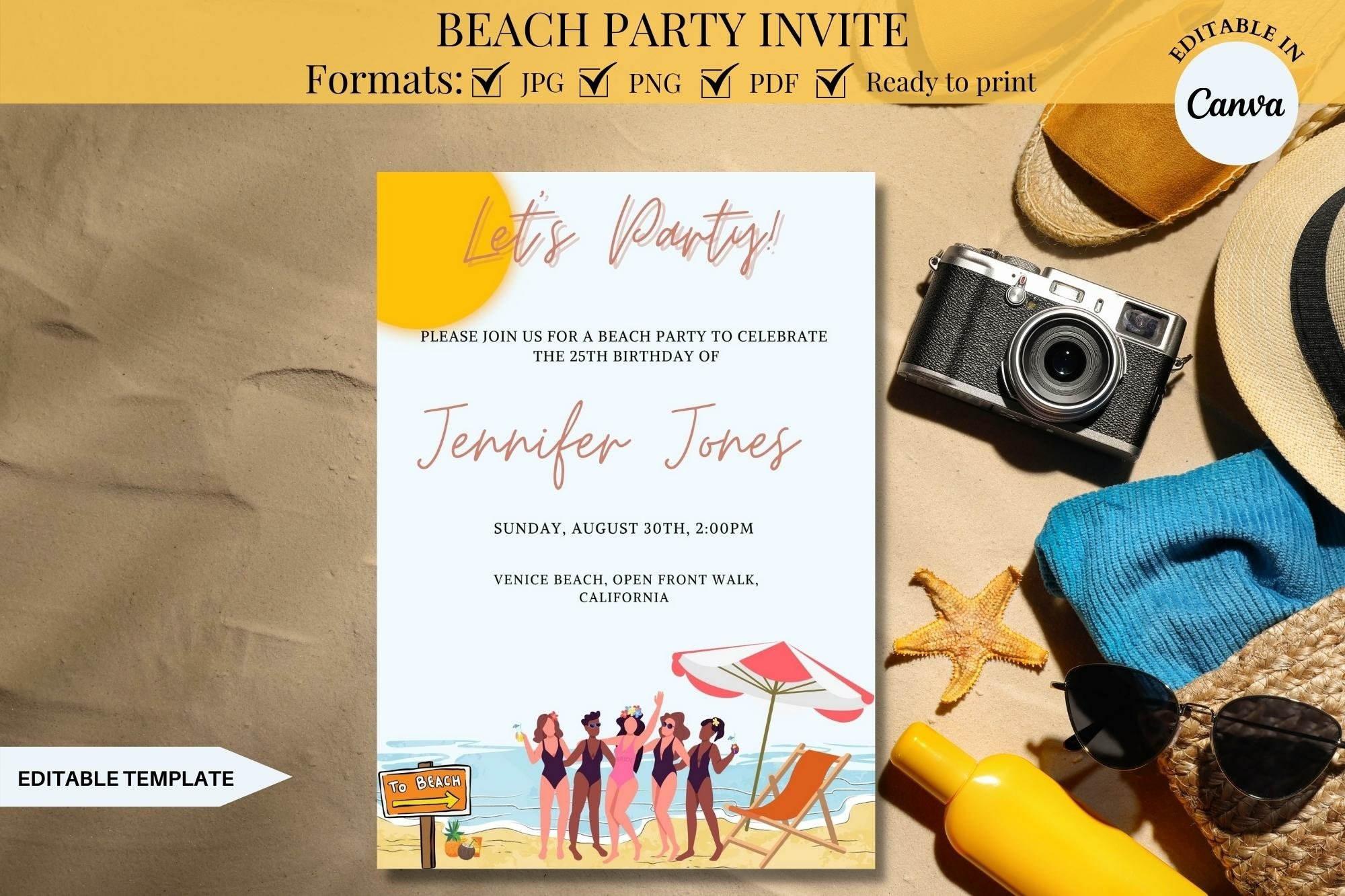 Beach Party Invitation Templates