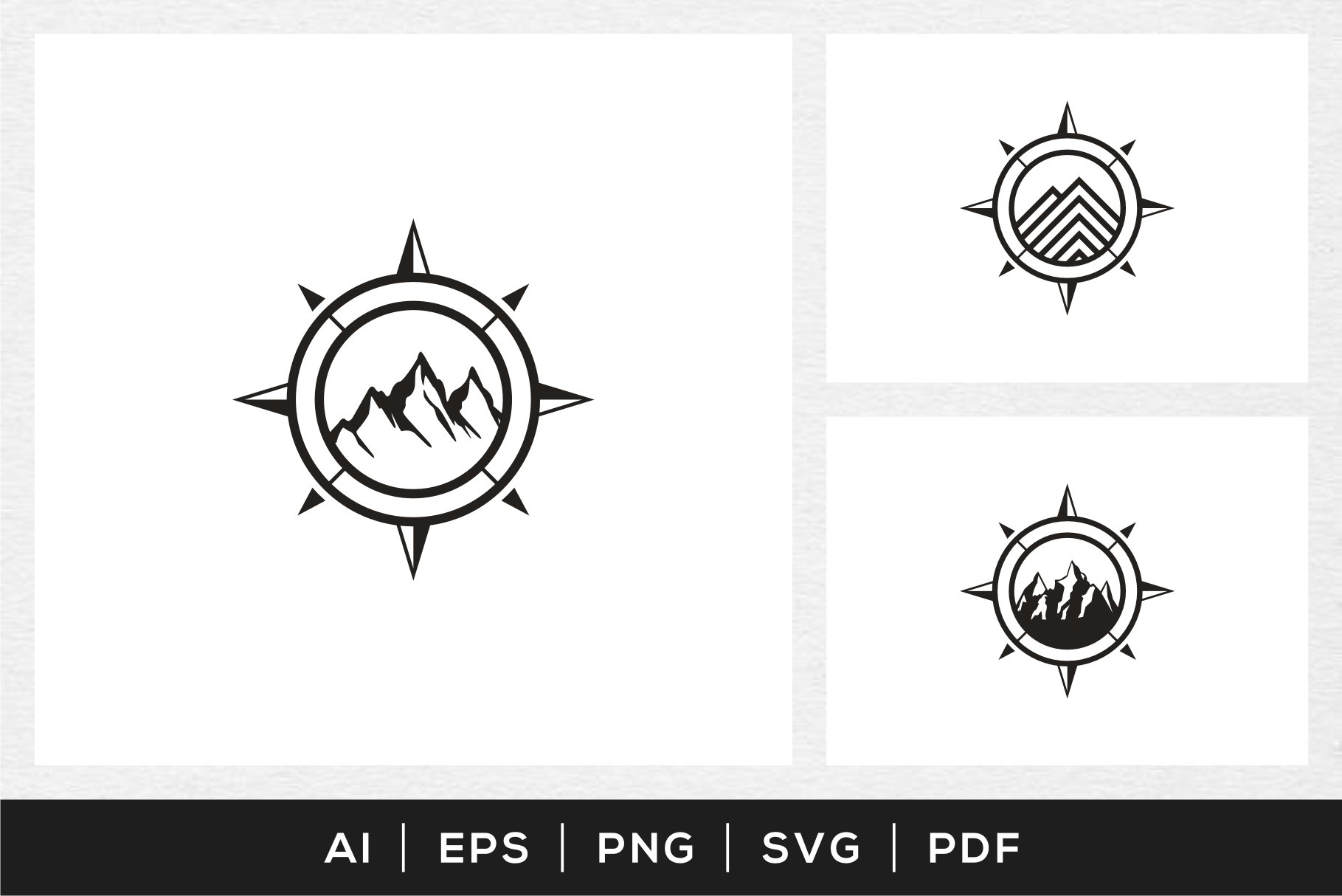 set of mountain compass logo design vector (2102092) | Logos | Design ...