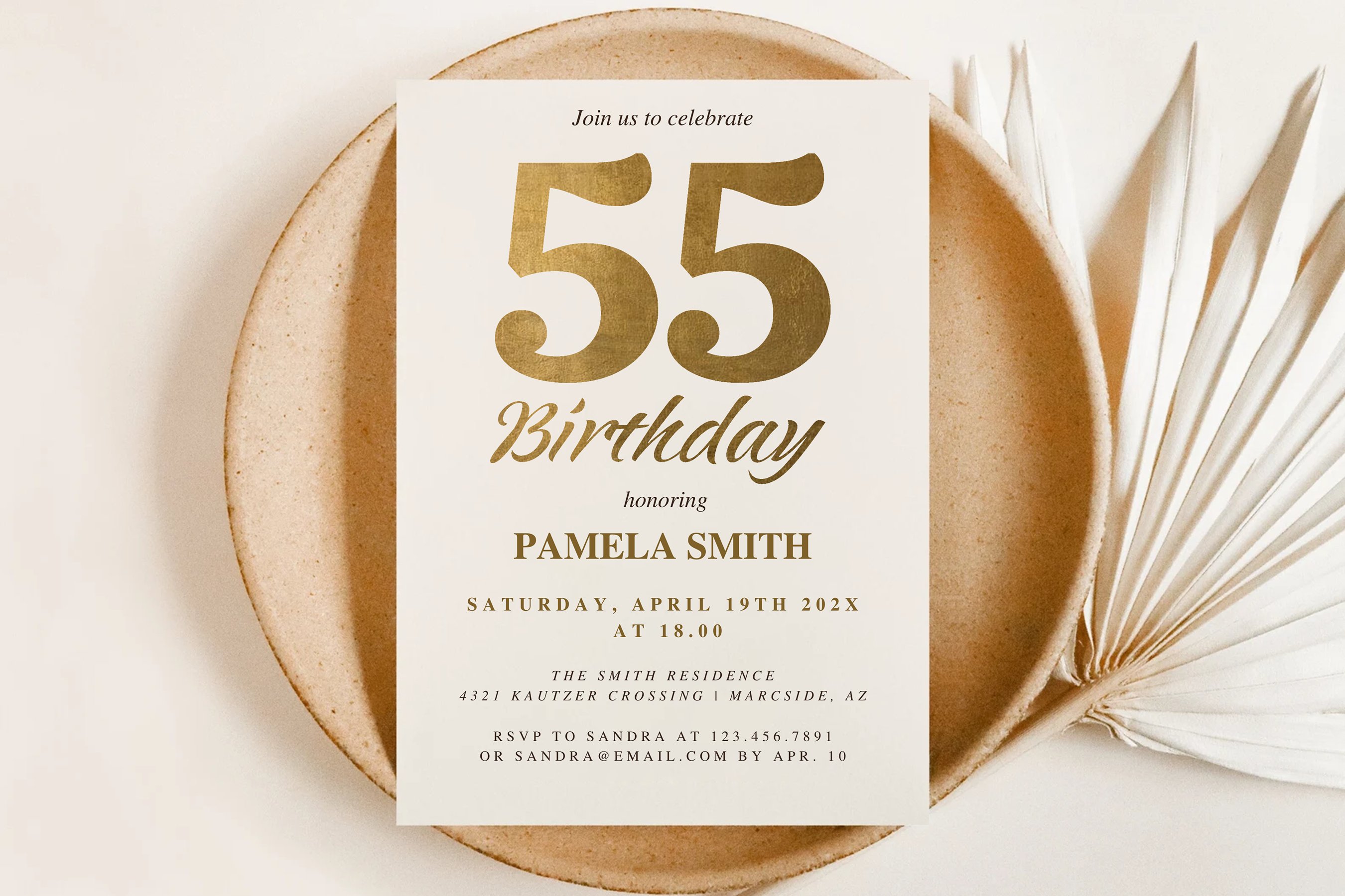 55th Birthday Invitation Wording Free Golden 55 Invitations