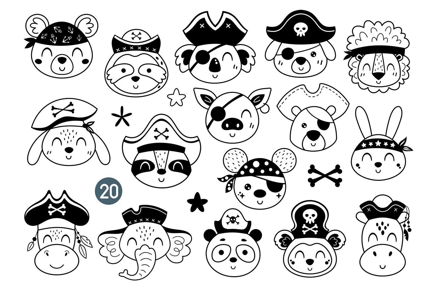Cute Pirate Clip Art Black And White