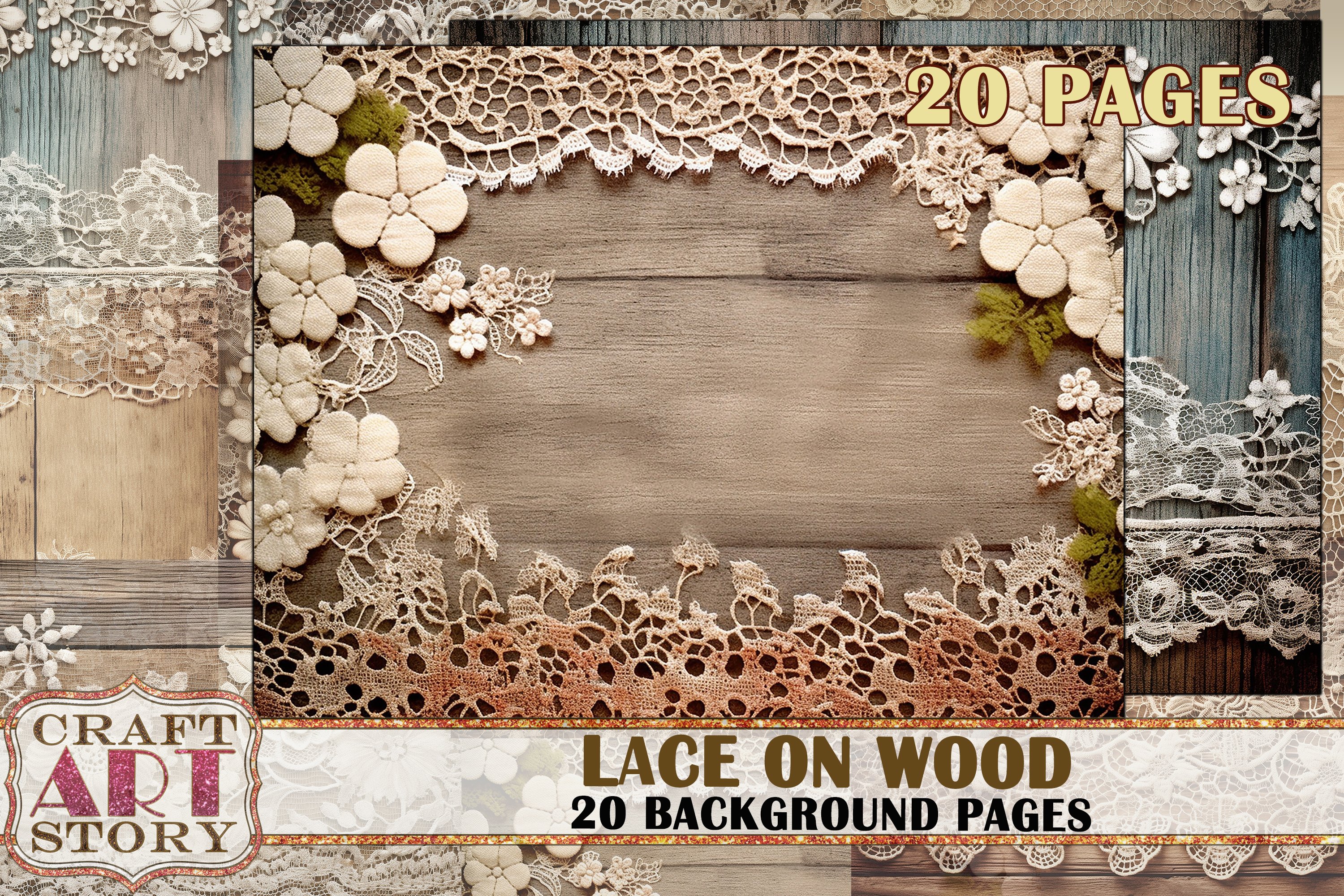 Wood And Lace Background