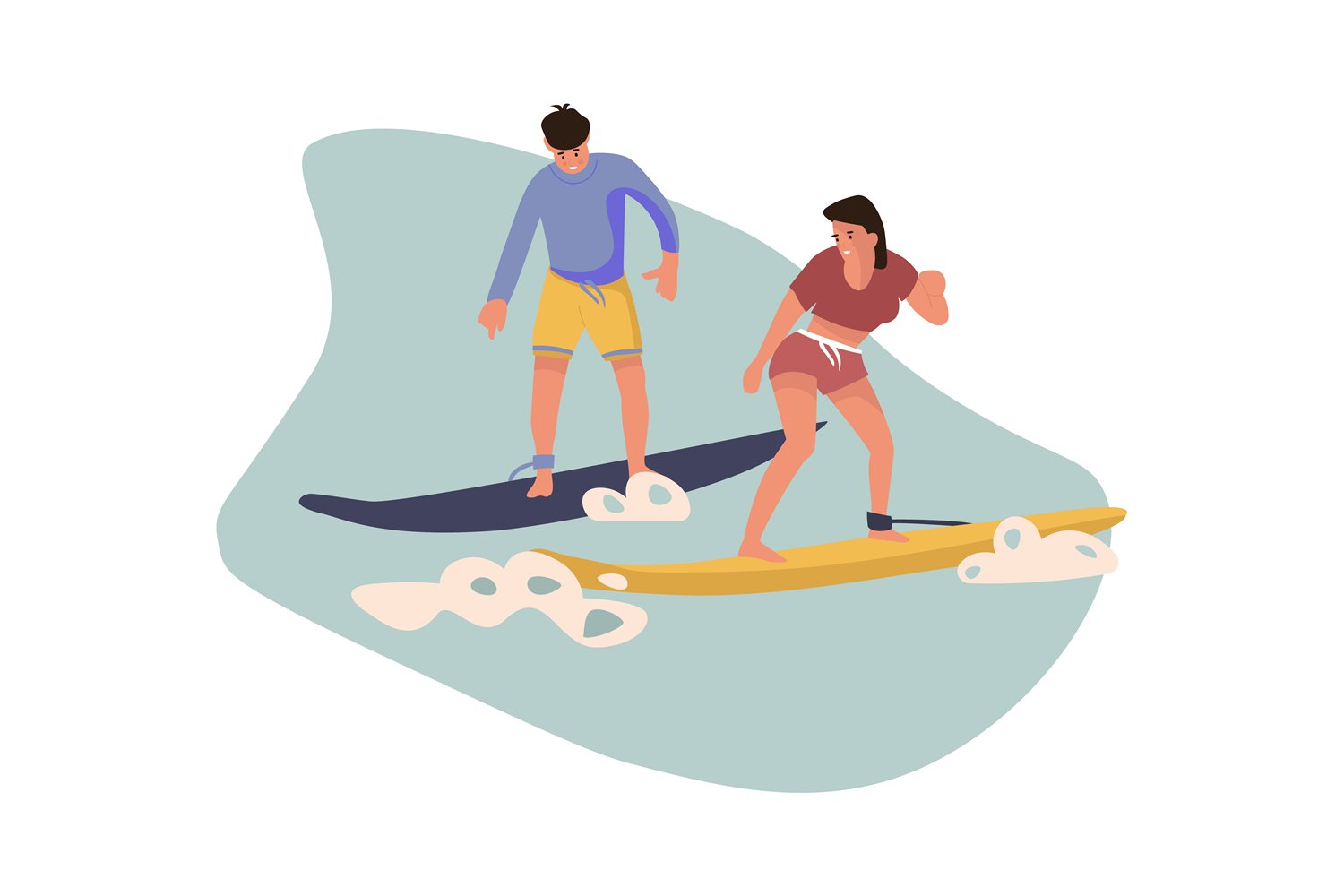 Cartoon character surfing. Vector people beach activities. S (1822295 ...
