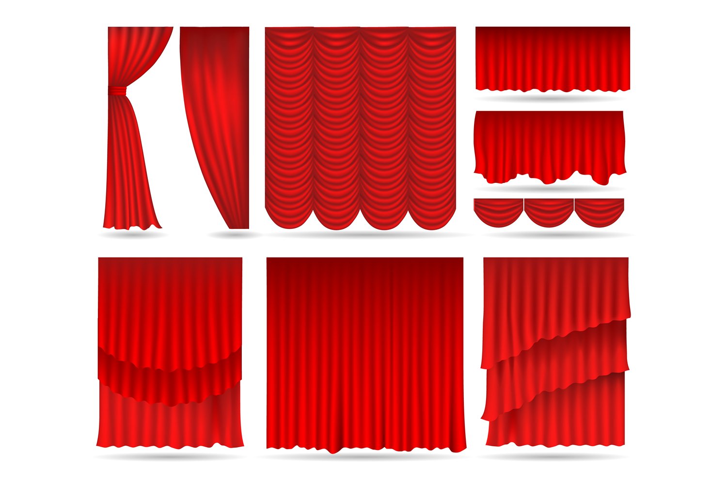 Elegant red curtains (1363397) | Illustrations | Design Bundles