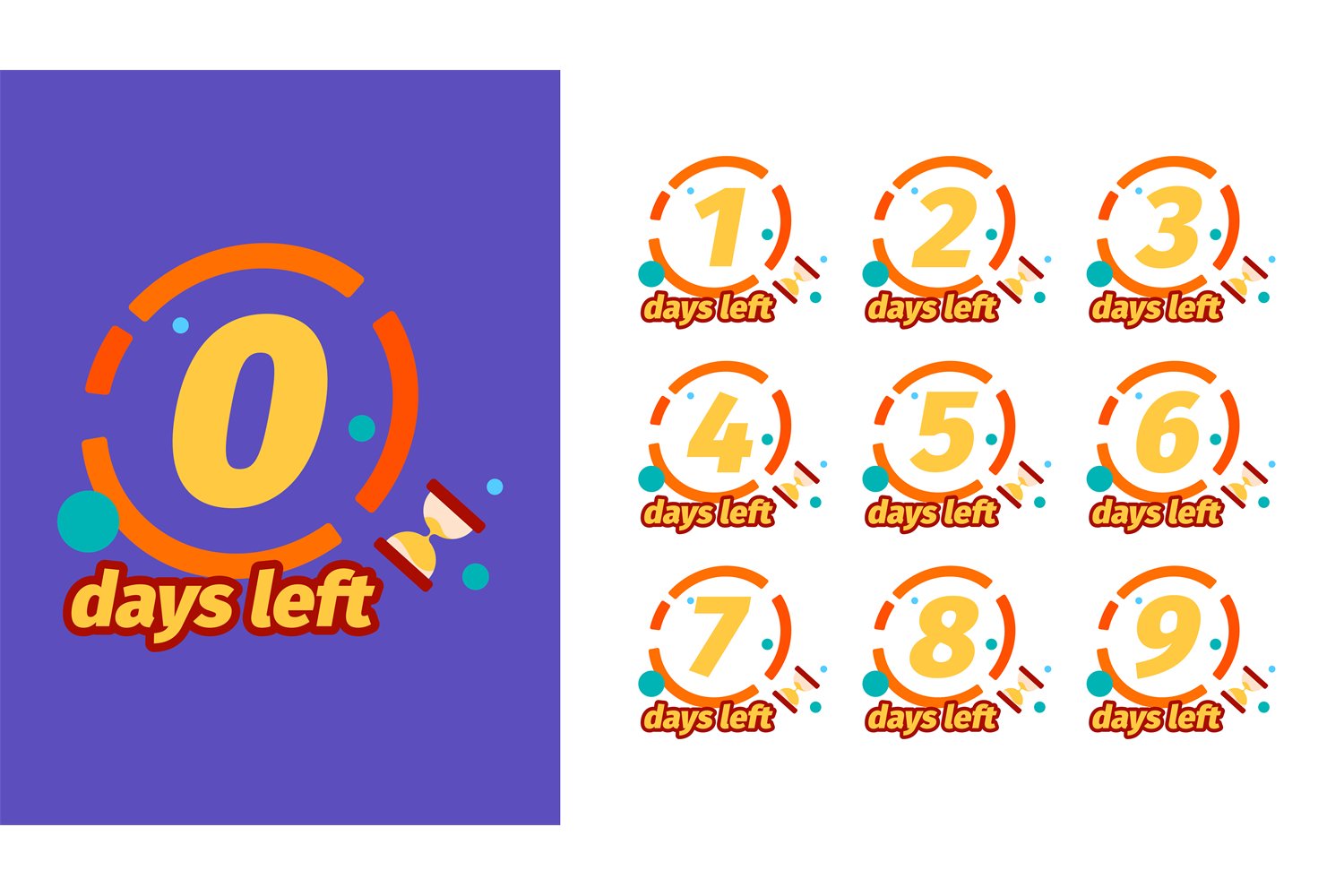 Days To Go Badges Design With Days Counter Timer Weeks 1 On