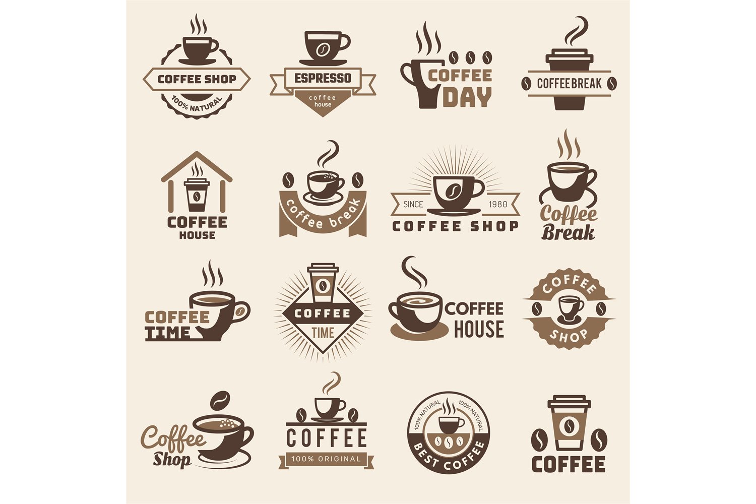 Coffee badges. Kitchen logo for hot drinks fresh liquid prod (1732259 ...
