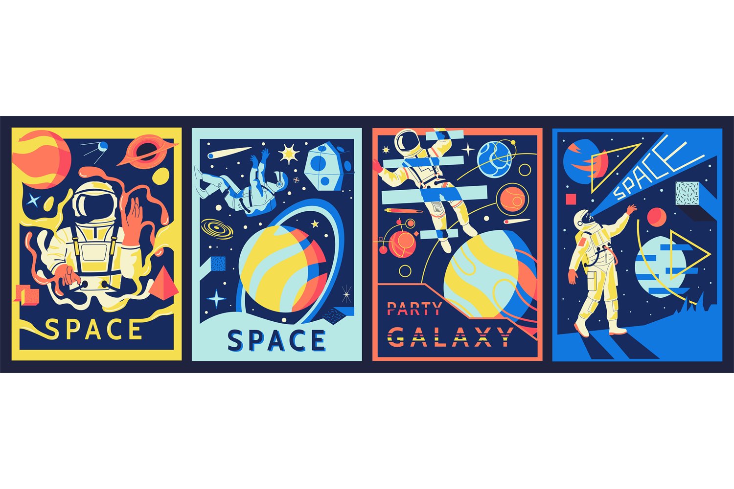 Futuristic astronaut posters. Cosmonaut in outer space. Abst (2239002 ...