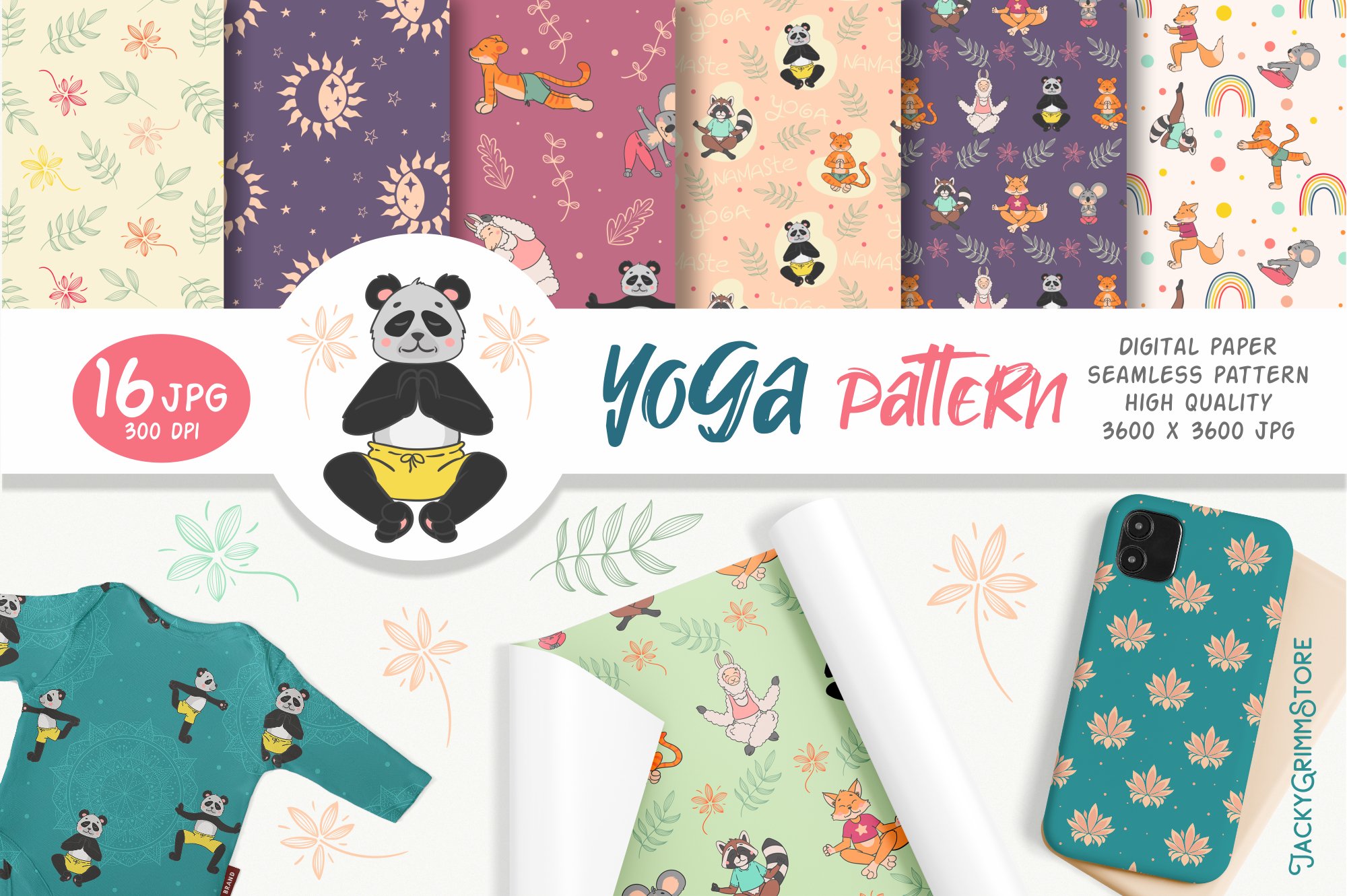 YOGA patterns - Cute animals in yoga positions (1841604) | Patterns ...