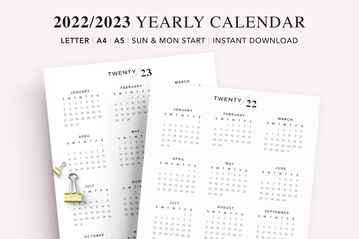 20222023 Two Year Calendar Free Printable Pdf Templates
