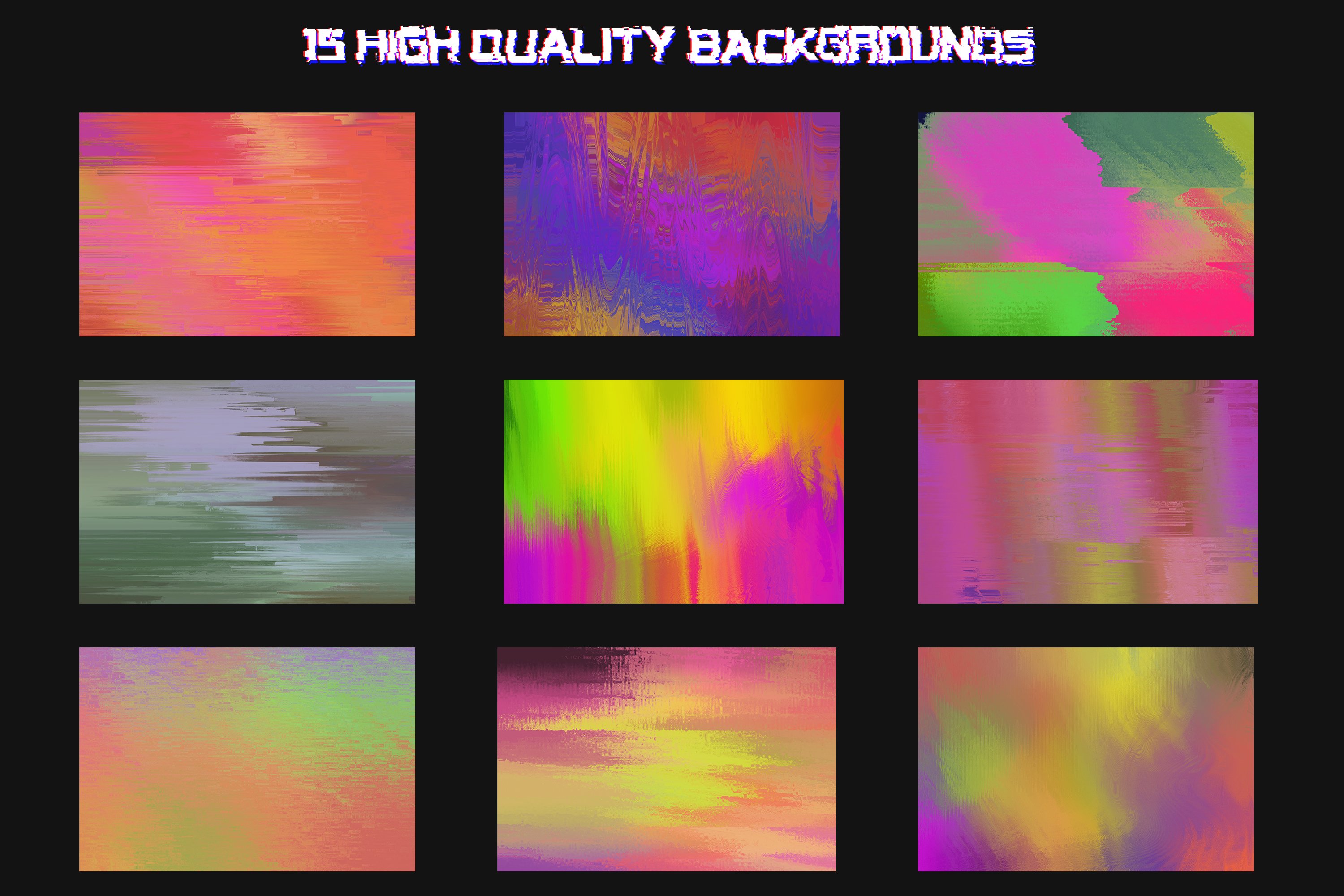 Corrupted - 15 Glitched Backgrounds Pack