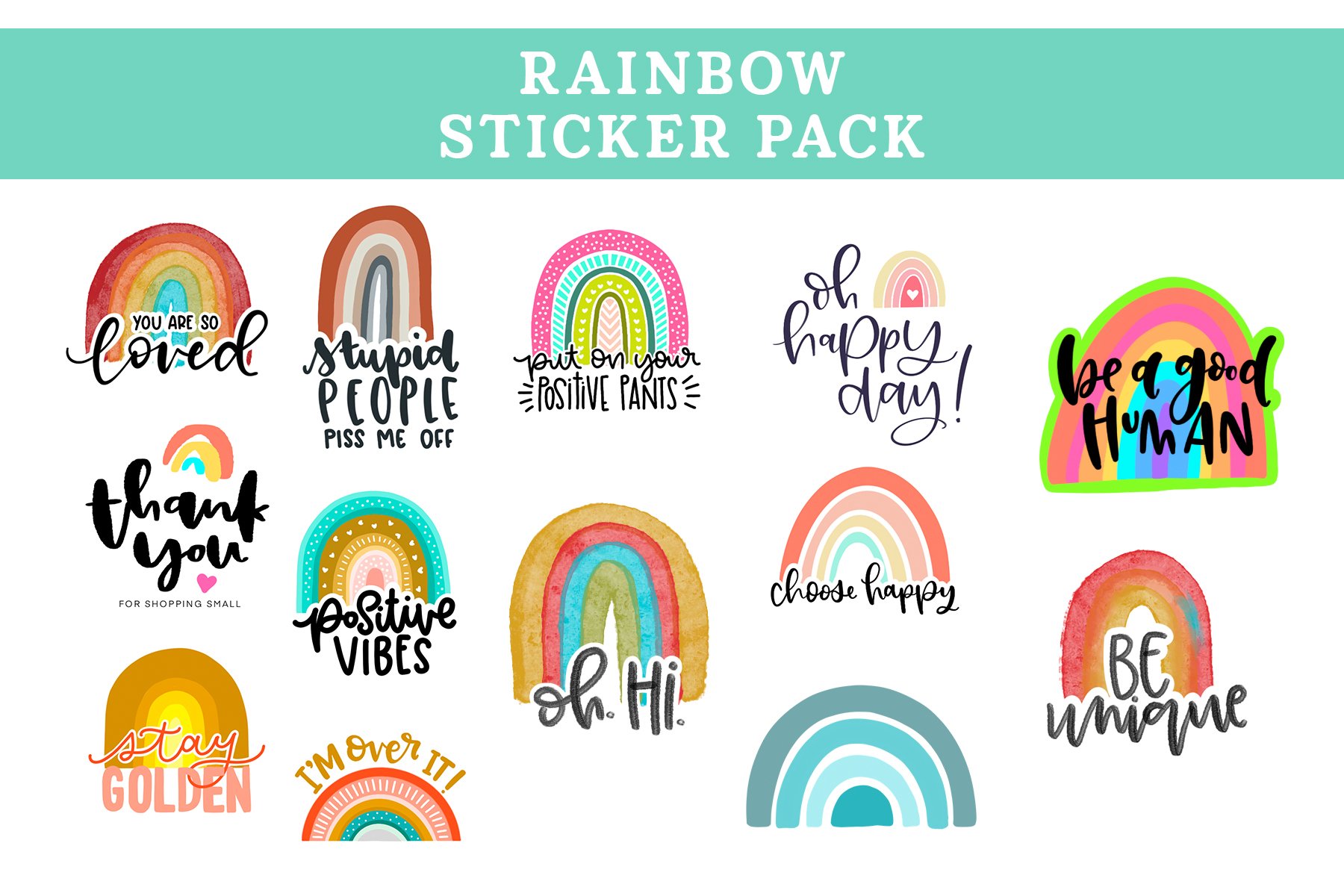 Rainbow Sticker Pack (888414) | Other | Design Bundles