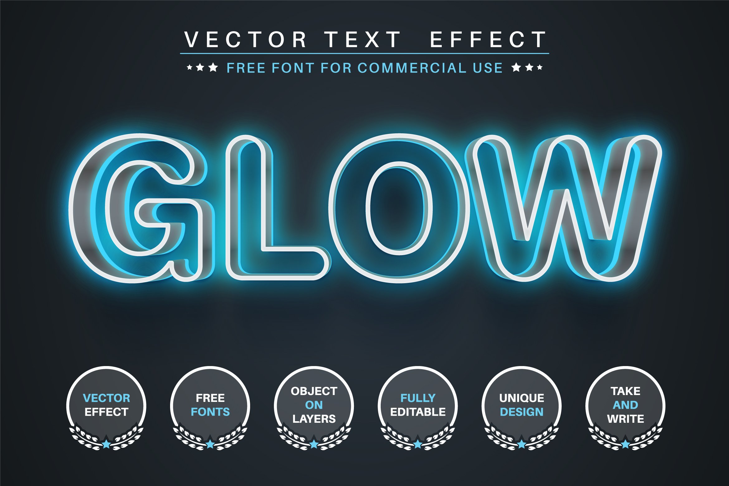 Glow stroke - editable text effect, font style (1426721) | Illustrator ...