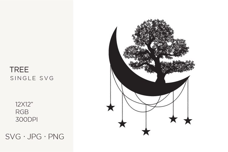 boho romantic crescent moon tree - svg logo icon set (2196370 ...