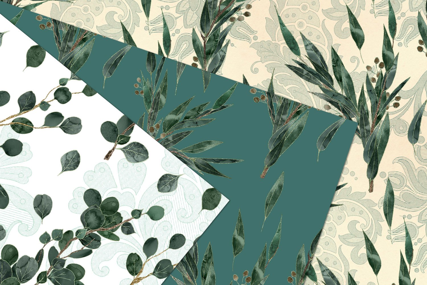 Eucalyptus Digital Paper (431456) | Patterns | Design Bundles