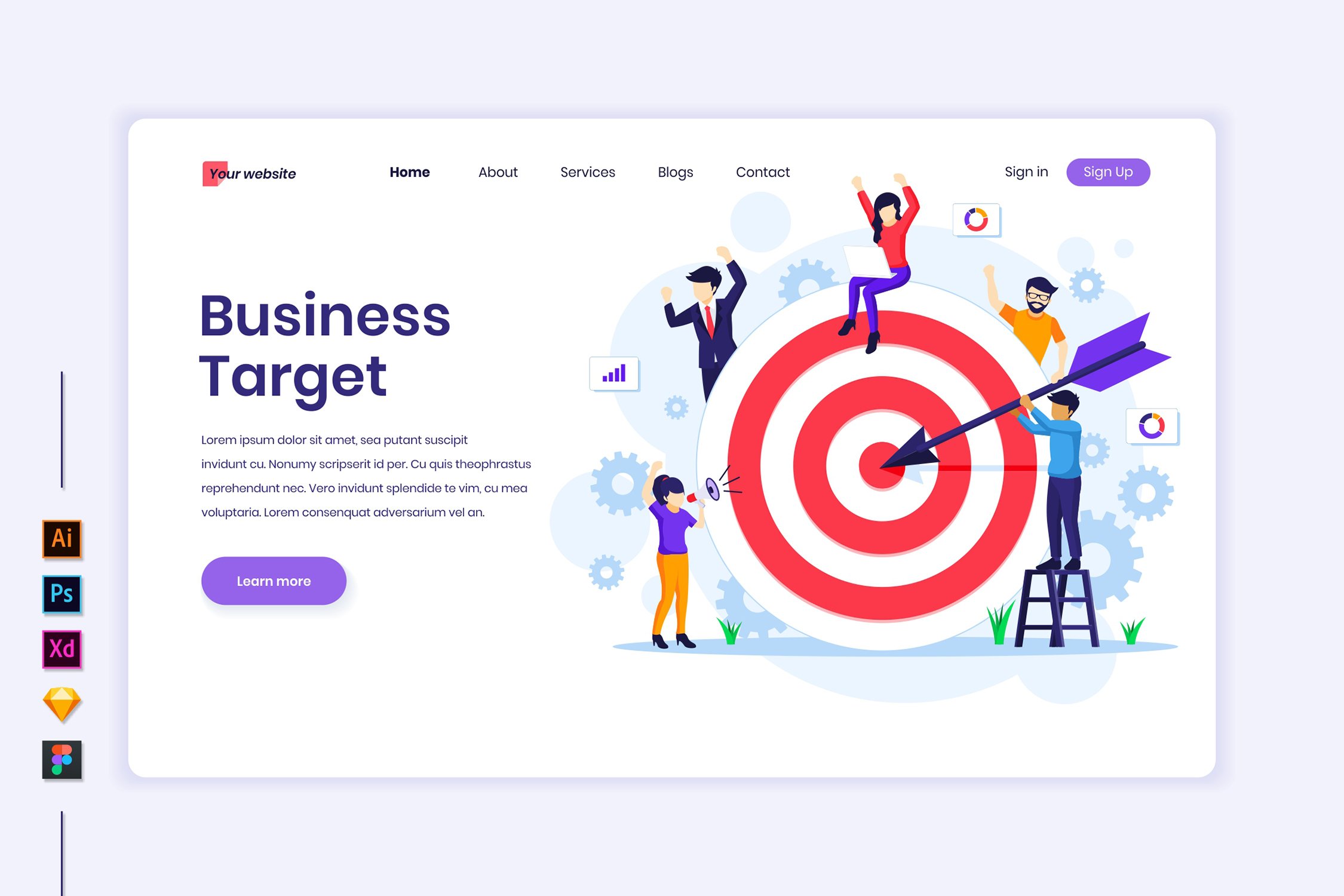Business Target concept flat Illustration landing page (1264460 ...