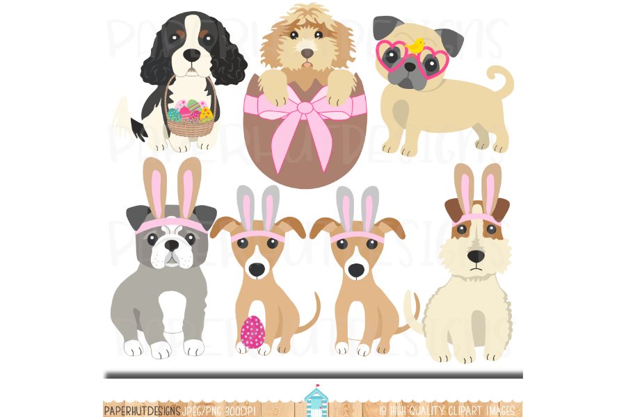 Easter Dogs Clipart|Puppy Dog Clip Art Set (1230068) | Characters ...