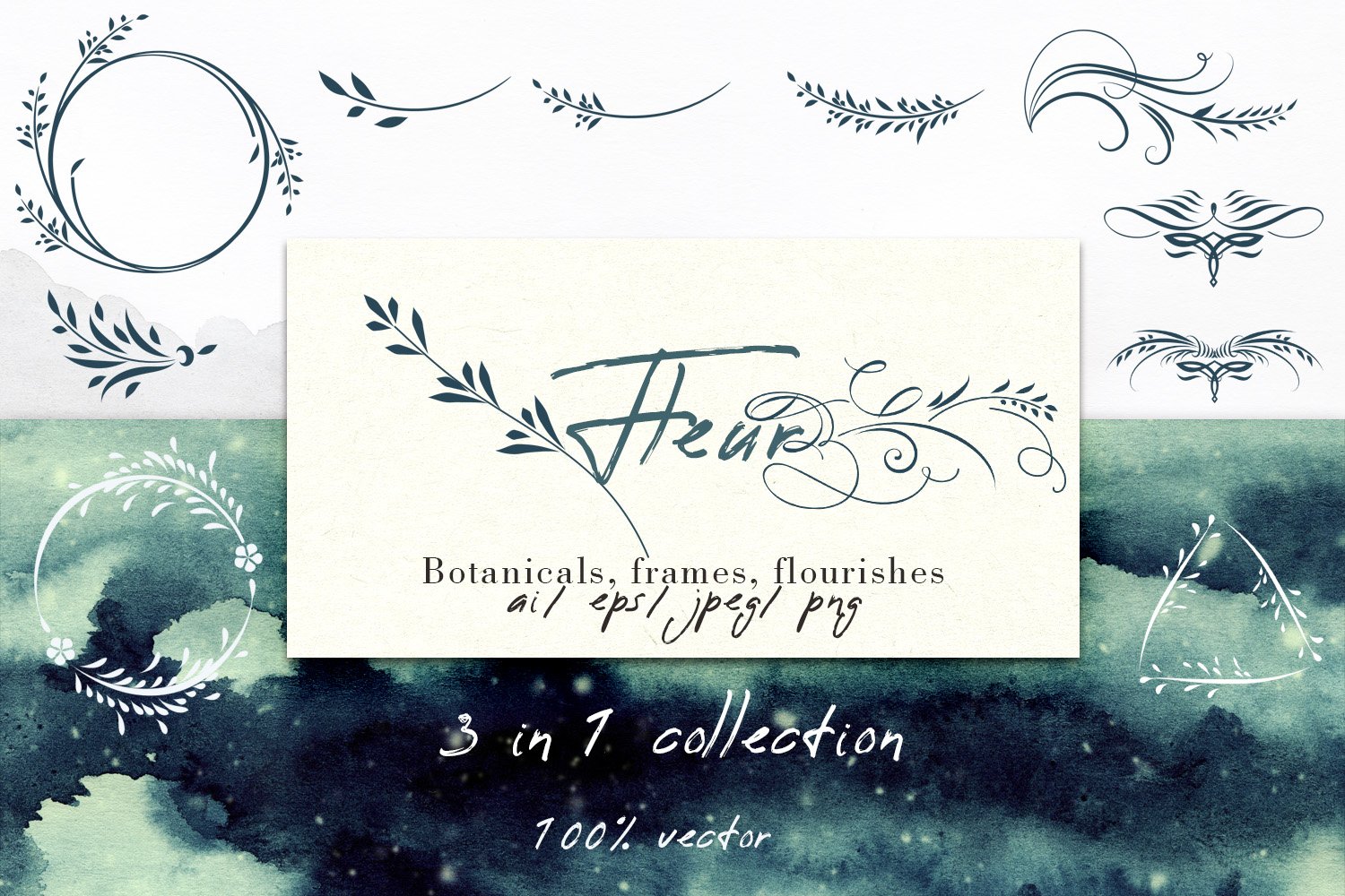Bundle of vector rustic botanicals, frames and flourishes (367551 ...