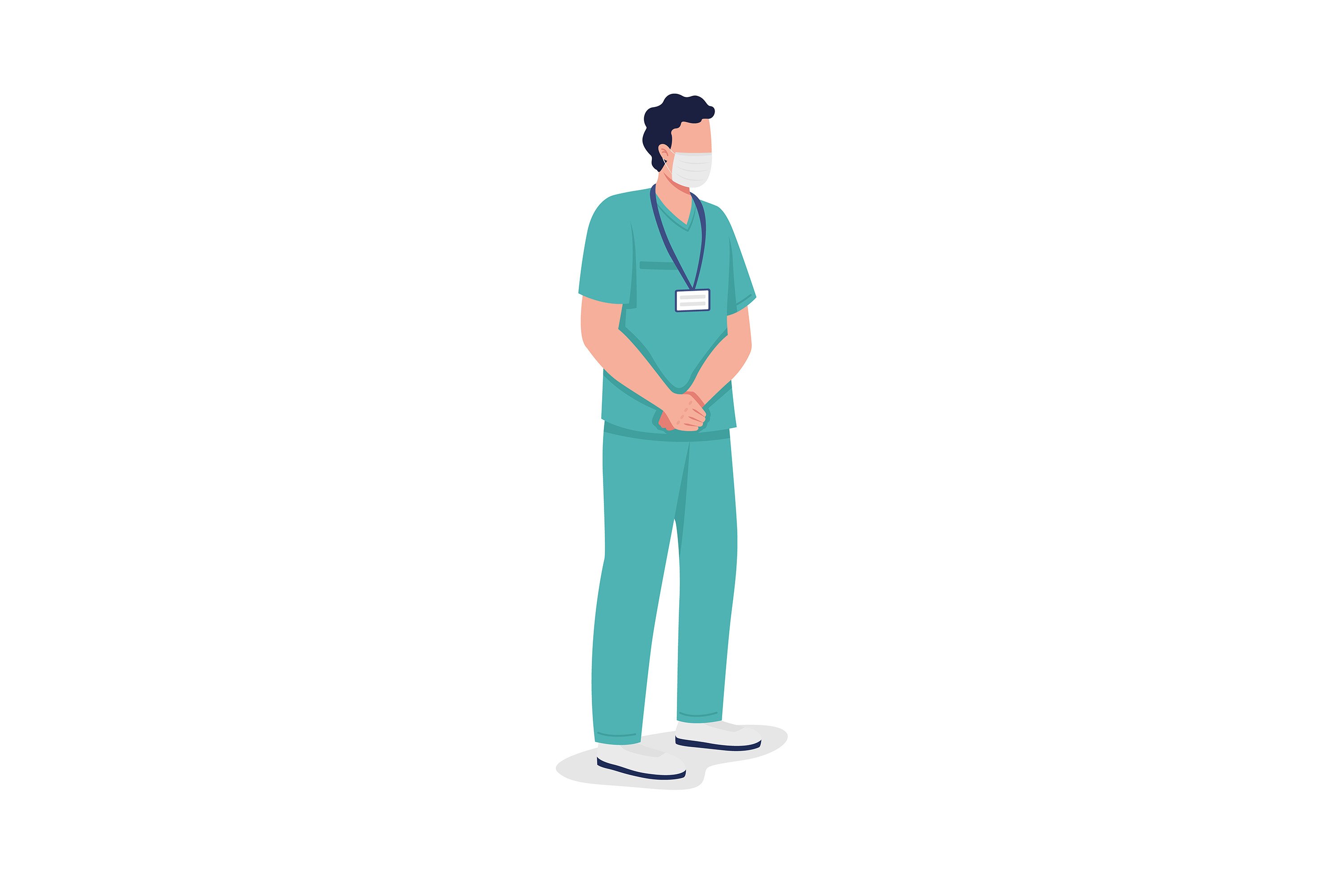 Male nurse semi flat color vector character (1516535) | Characters ...