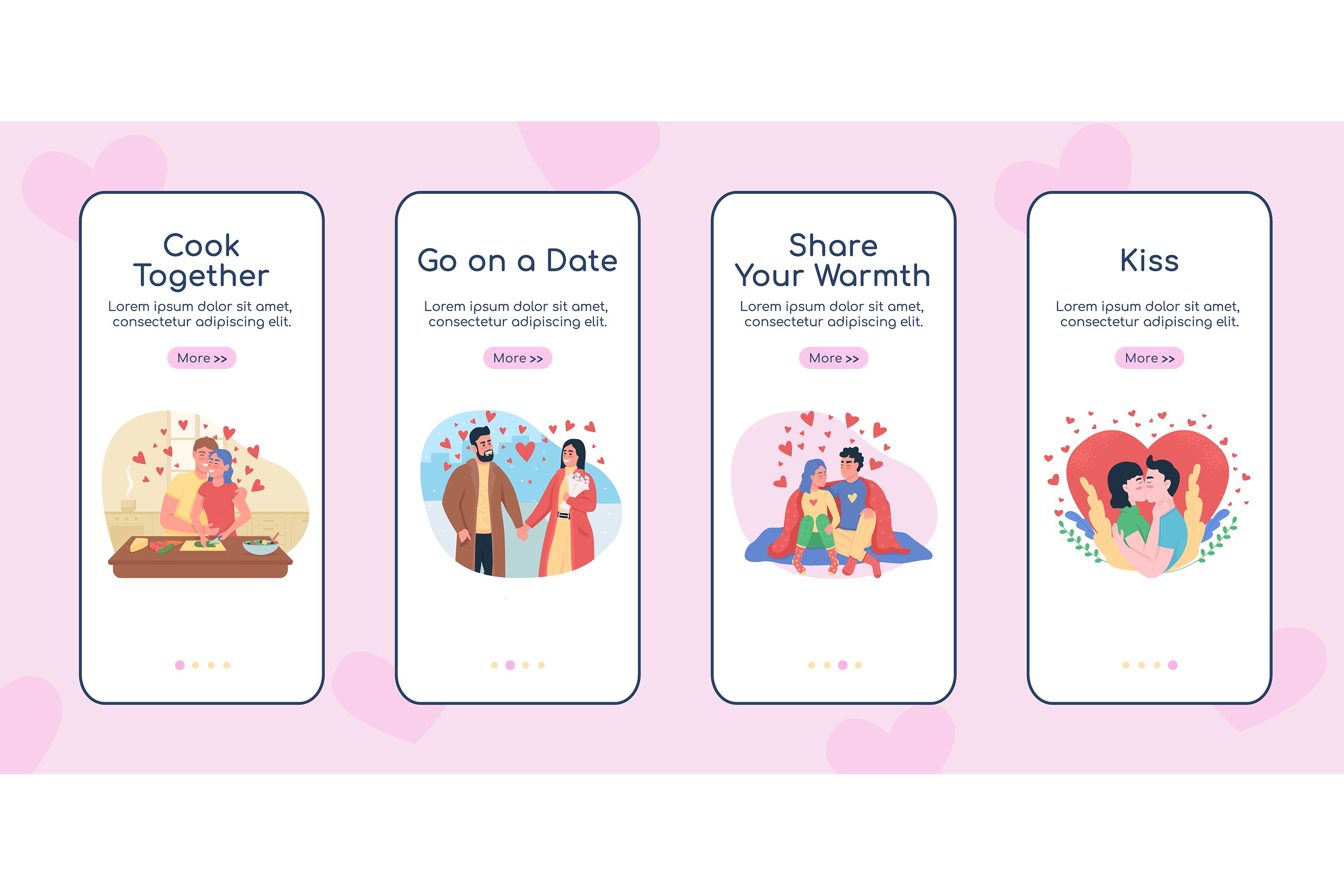 Dating onboarding mobile app screen flat vector template (1669598 ...