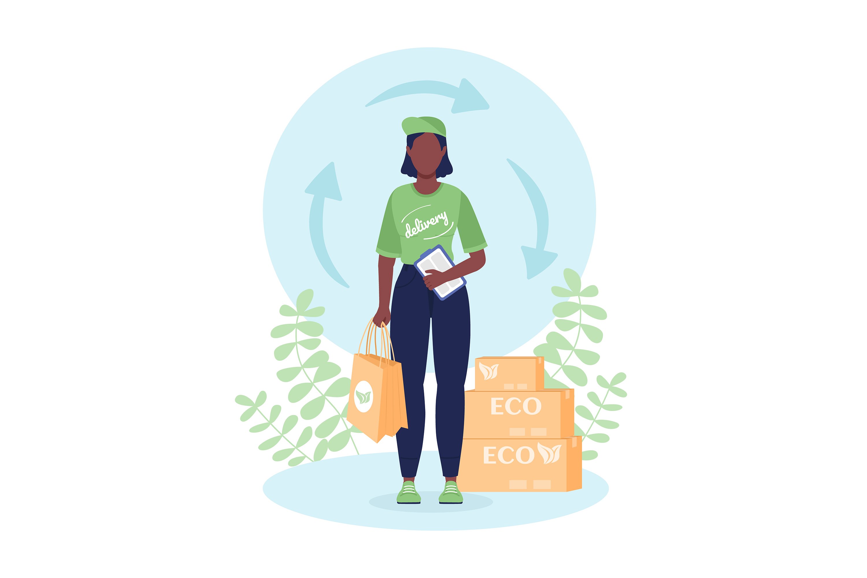 Eco delivery flat concept vector illustration