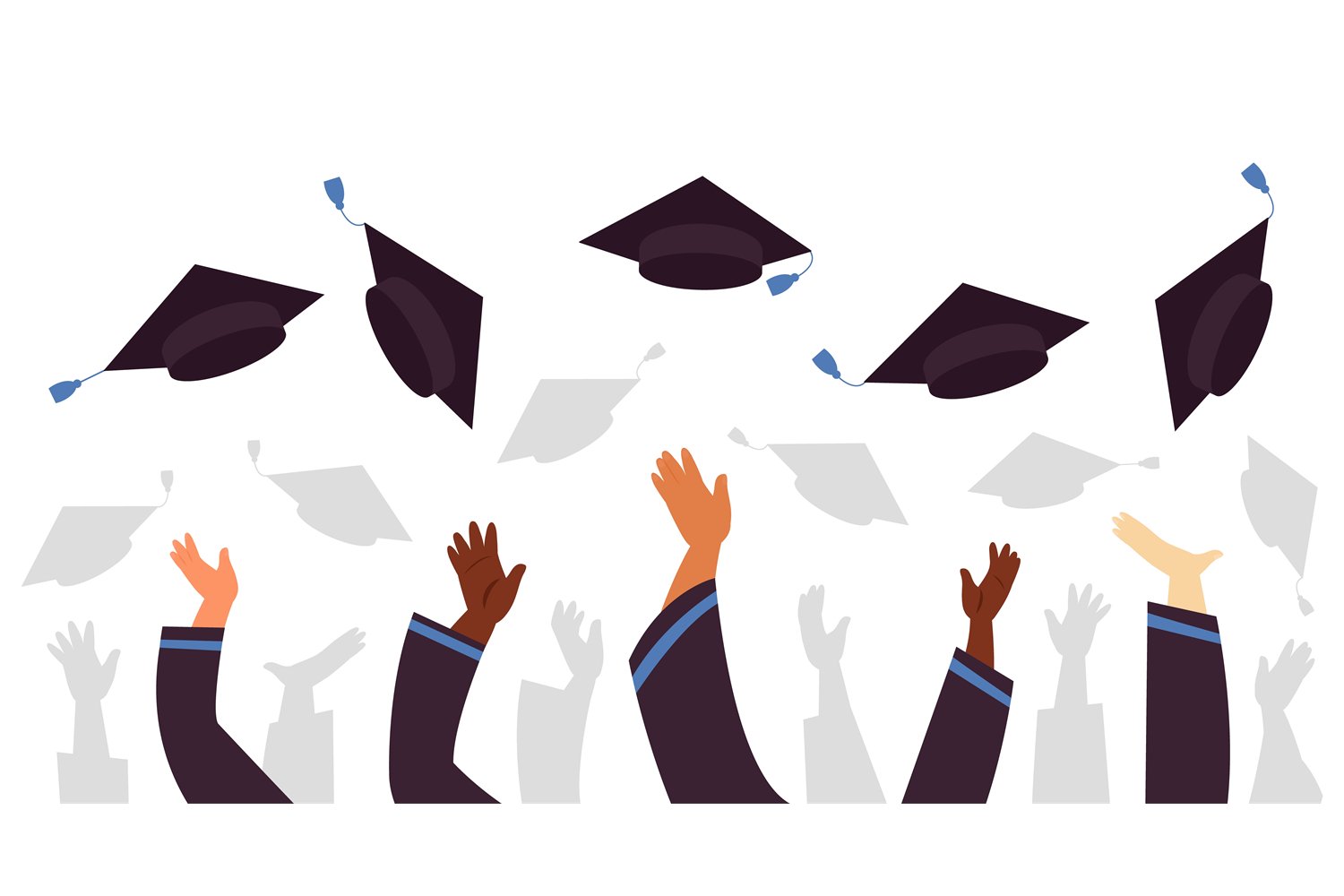 Graduating Students Throwing Caps