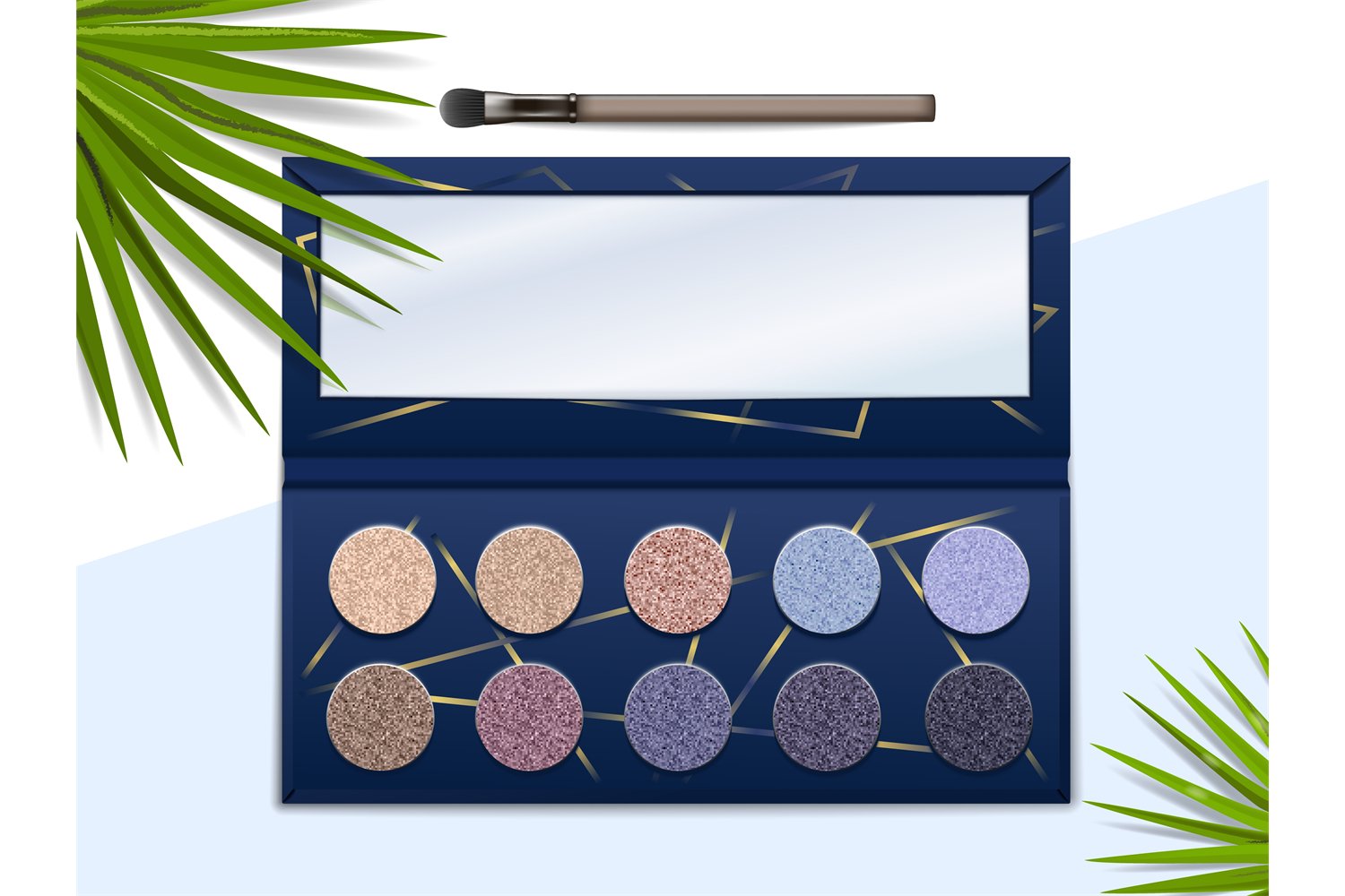 Eyeshadow palette. Realistic makeup color box kit with brush (2238964 ...
