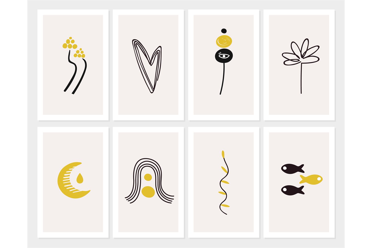 Simple cards with line elements. Decorative design, postcard (1774814 ...