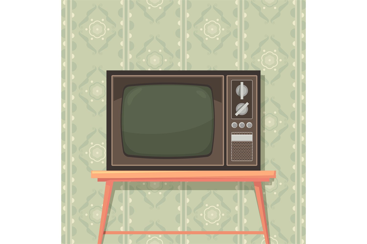 Tv on table. Retro background with old tv set for entertainm (1799150 ...