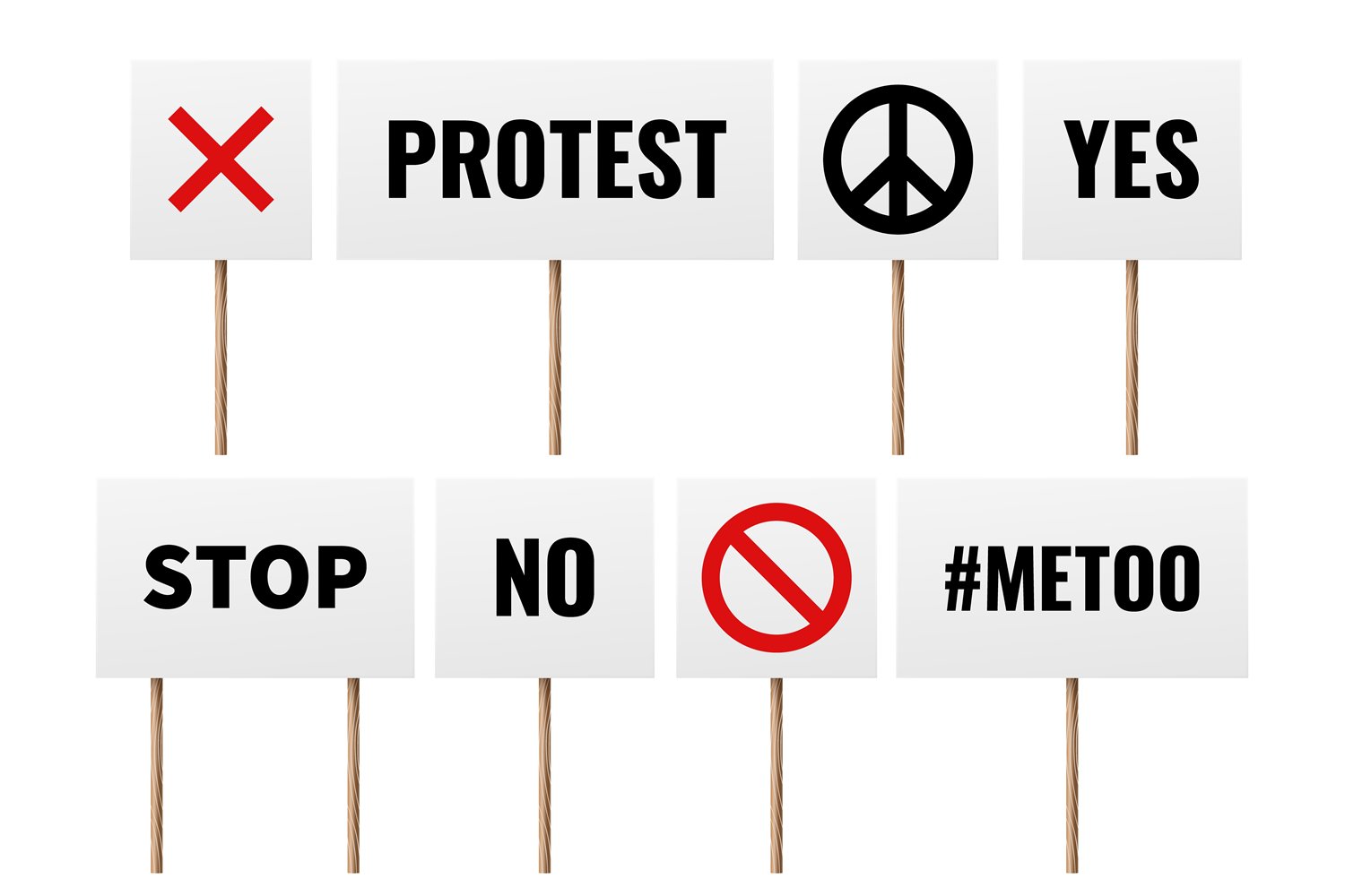 Protest posters. Realistic banners of protester people on po (1468429 ...