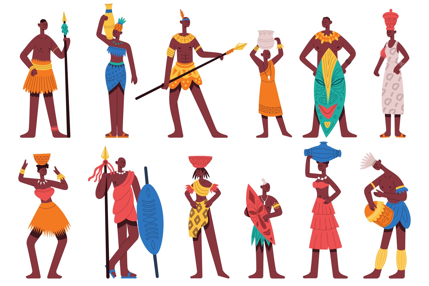 African people. Male and female characters in traditional tr (1424460 ...